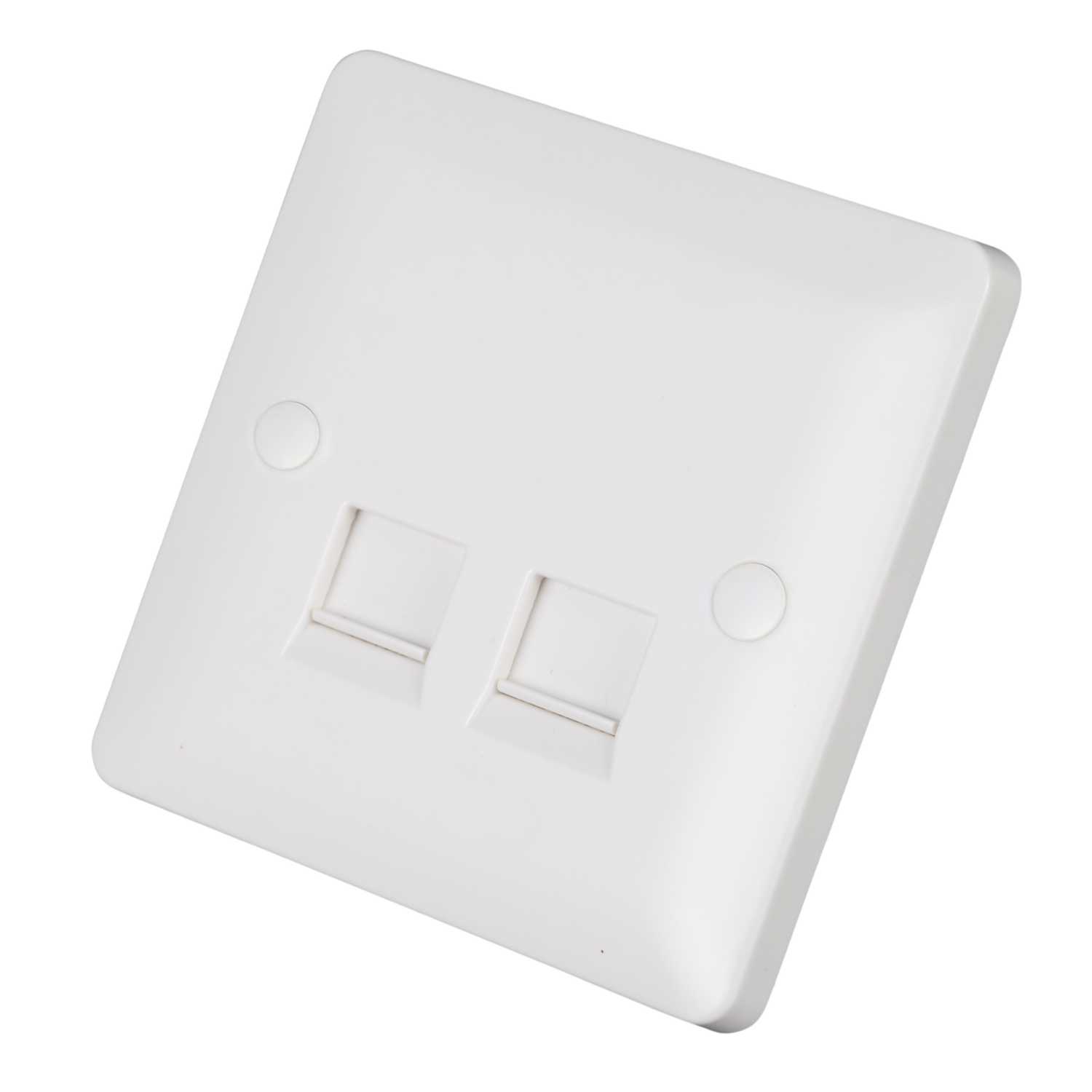 MK Base 1 Gang Twin RJ45 CAT6 Data Socket (MB429WHI) | CEF