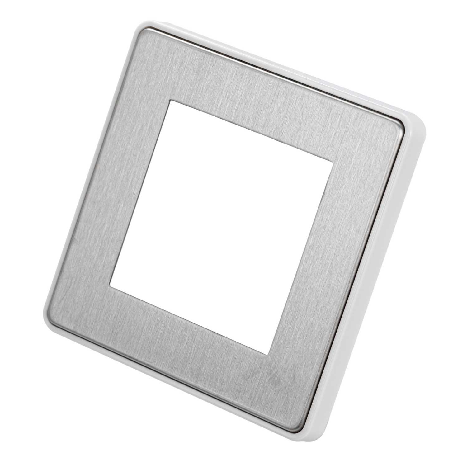 MK Dimensions 1 Gang 2 Euro Module Front Plate White Trim Brushed ...