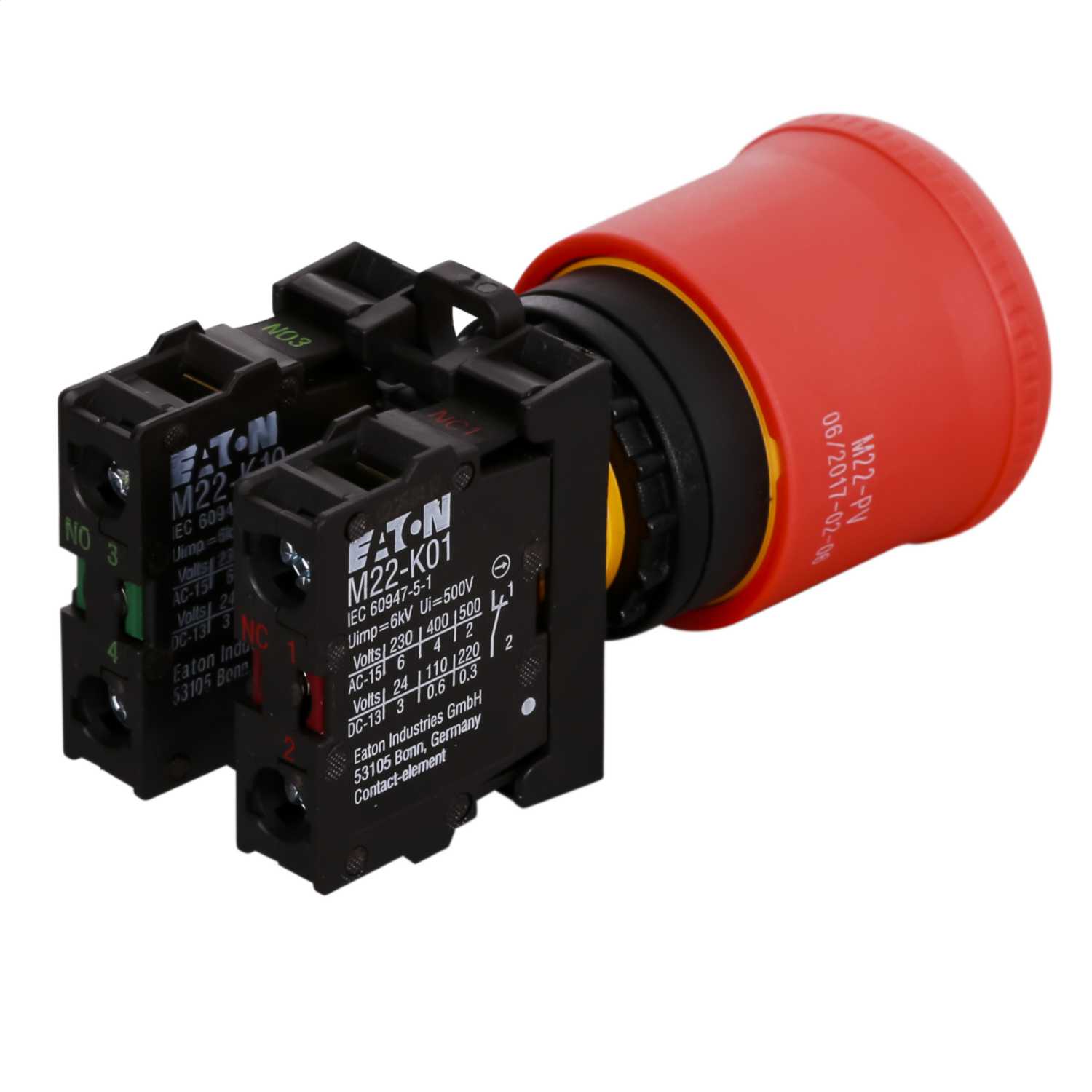 Moeller M22-PV/K01 Emergency Stop Pull Release 1NO + 1NC Pushbutton Red ...