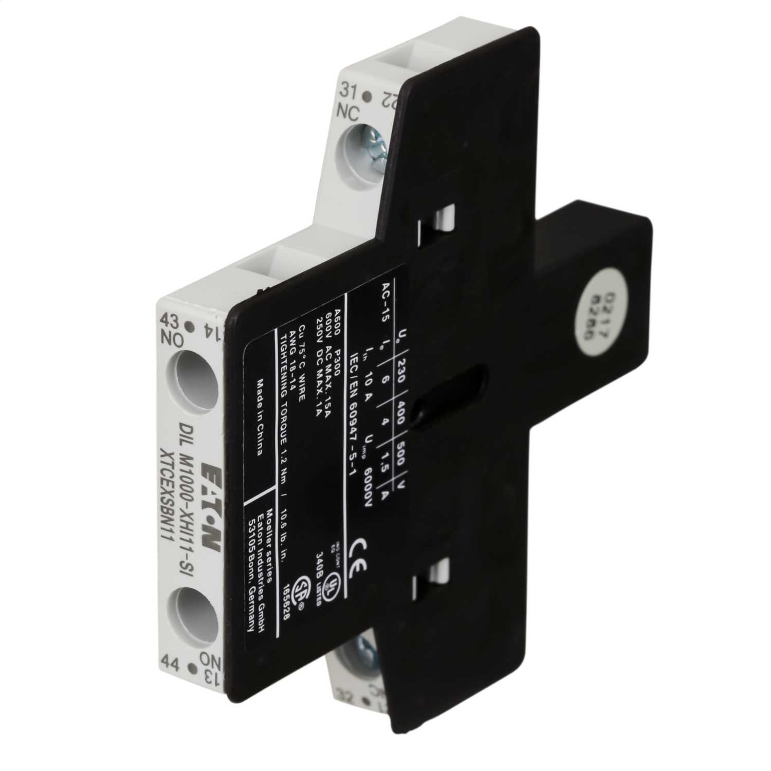 Moeller DILM1000-XHI11-SI Double Pole Lateral Auxiliary 1 NO and 1NC ...