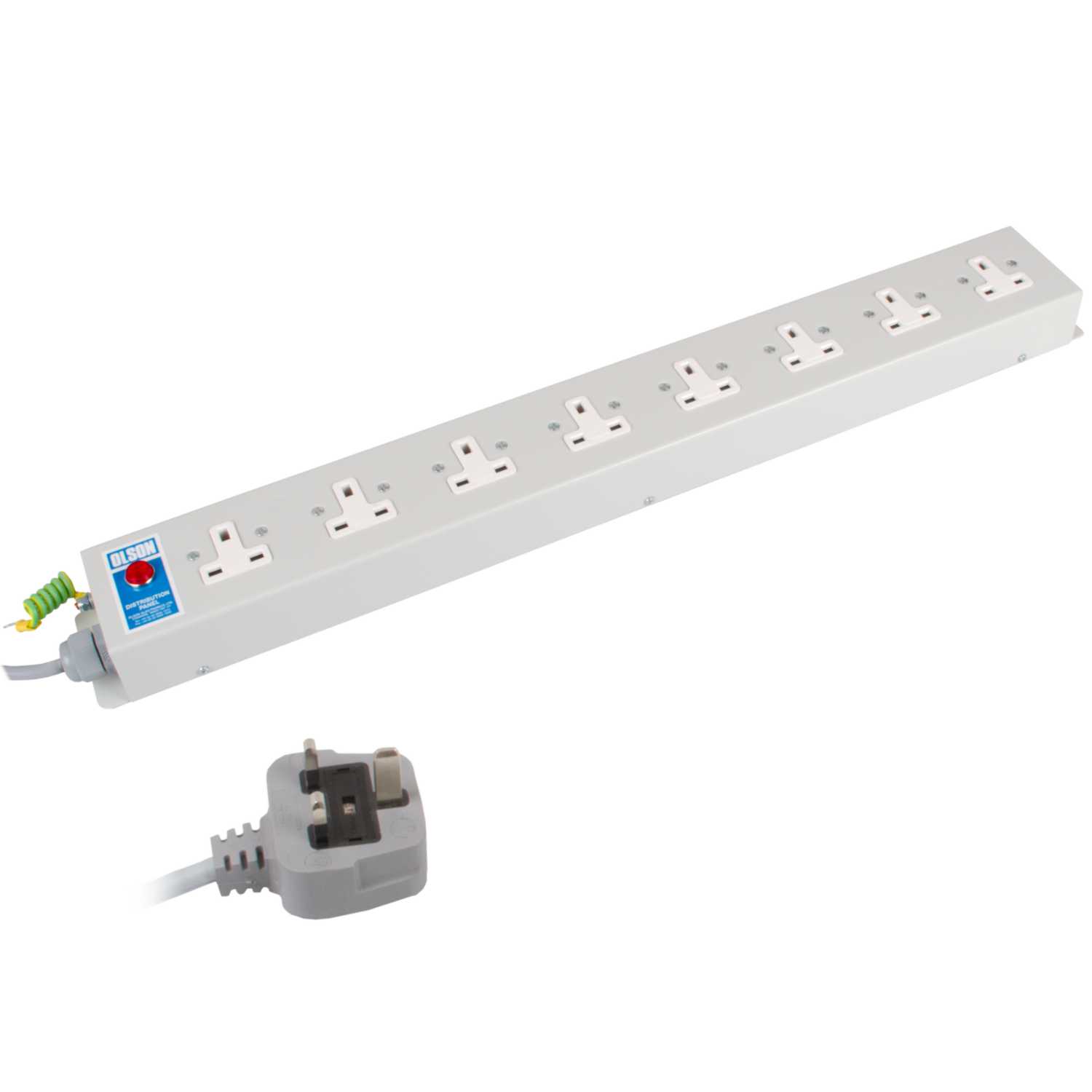 Olson 13A 8 Way Unswitched Socket with Neon 13A Plug PDU (N13A/08) | CEF
