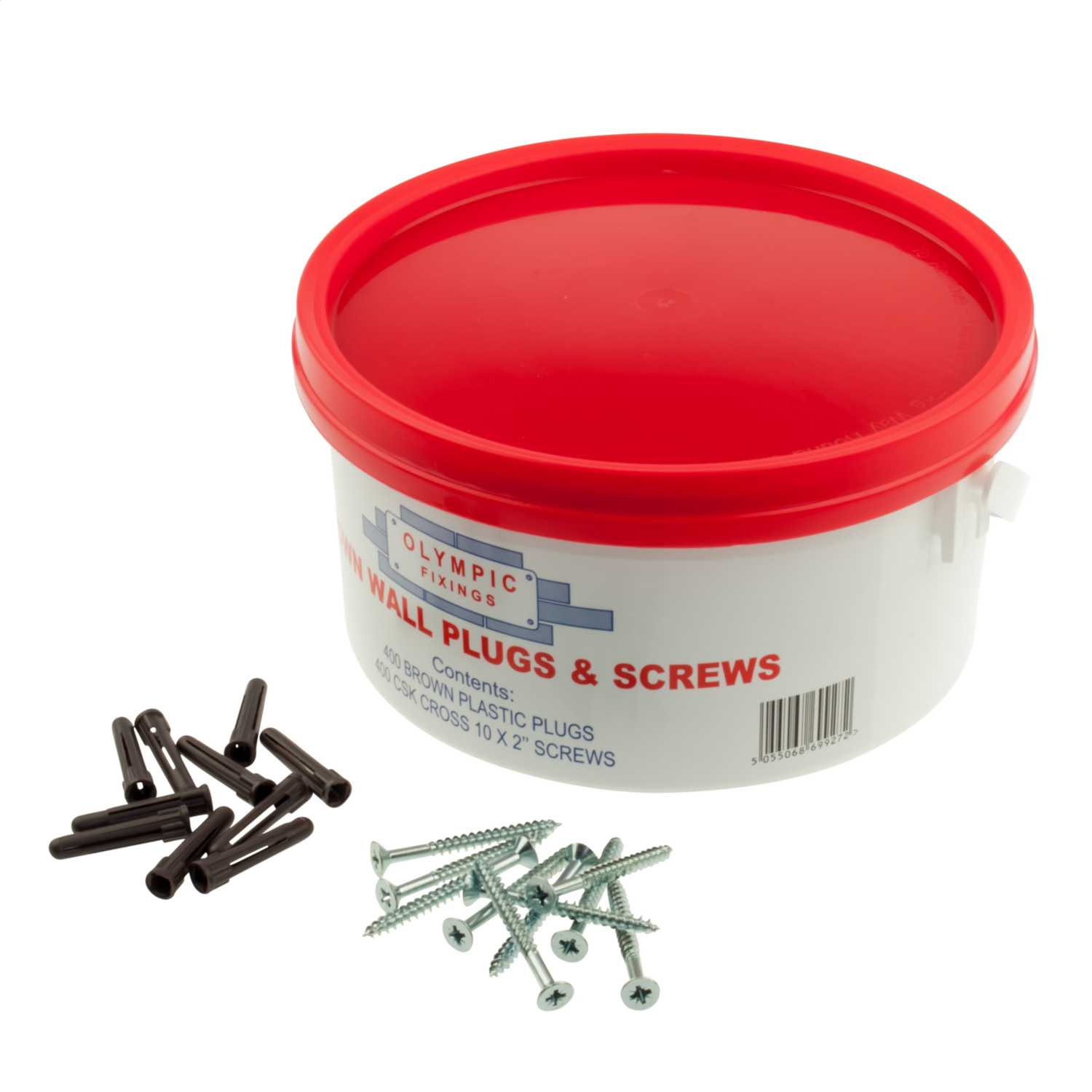 Olympic Fixings Trade Tub Brown Plugs + 10 x 2" Wood Screws (Tub of 800 ...