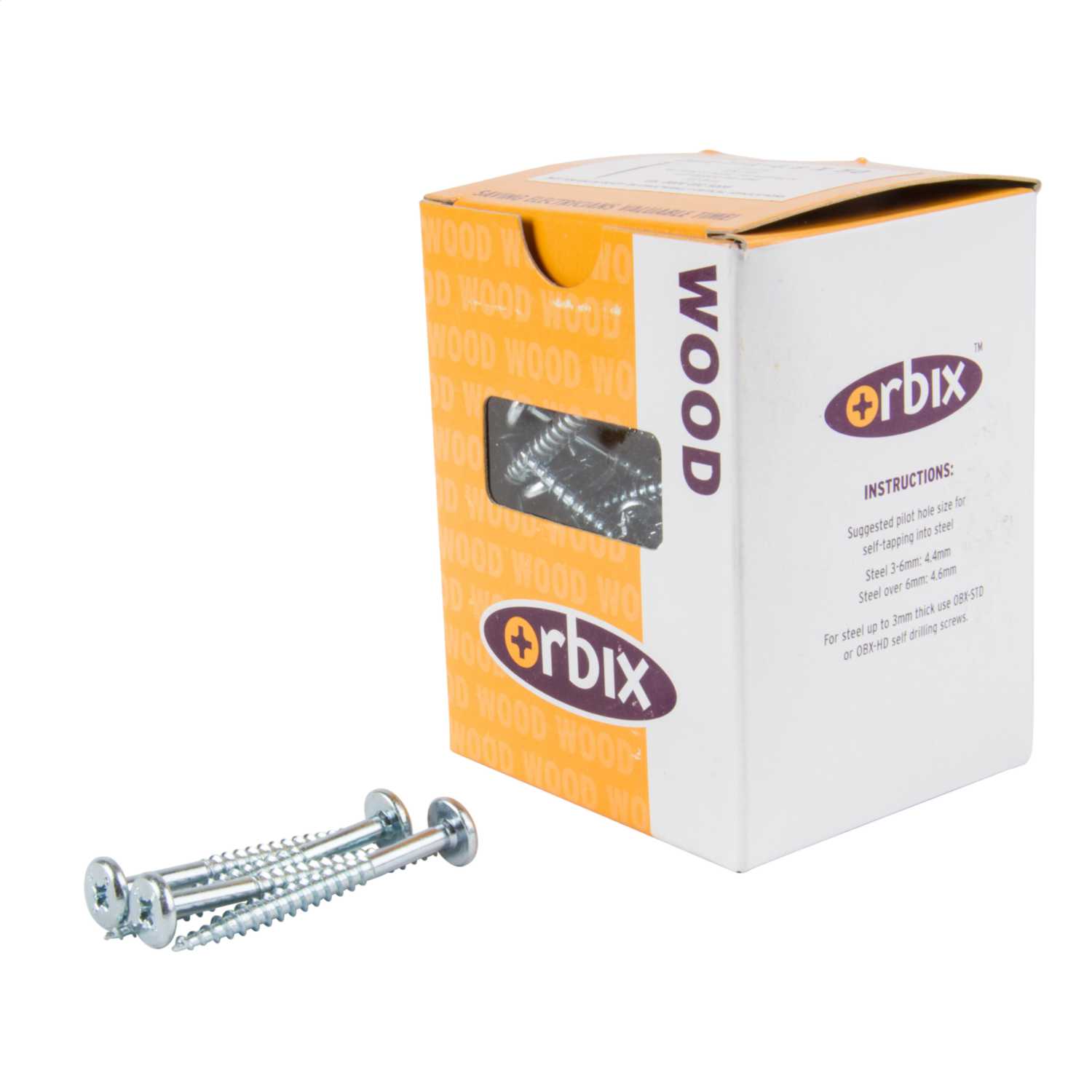 Orbix 4.8 x 50 Self Tapping Combi Woodscrews BZP (Pack of 100) (OBX-TFX ...