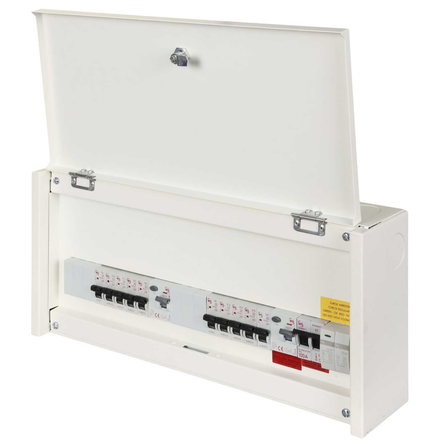 M2 8 + 8 Dual 80A Type A RCD Metal Clad Consumer Unit with T1 SPD and ...