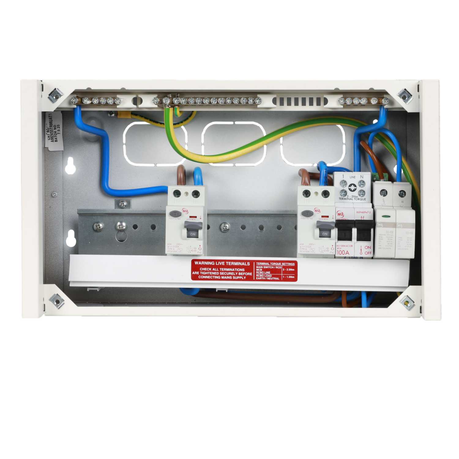 M2 5 + 5 Dual 63A Type A RCD Metal Clad Consumer Unit with T1 SPD ...