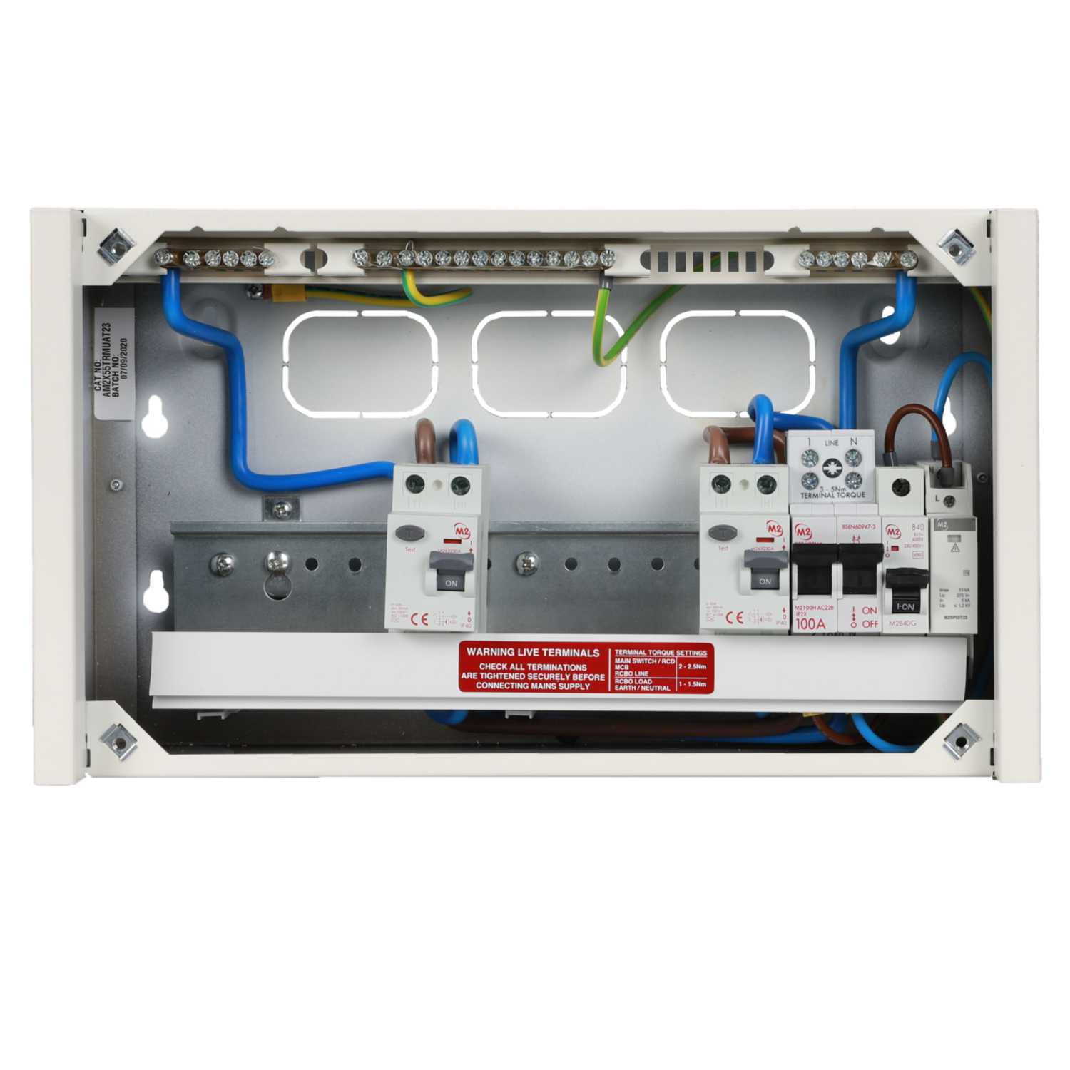 M2 5 + 5 Dual 63A Type A RCD Metal Clad Consumer Unit with T23 SPD ...