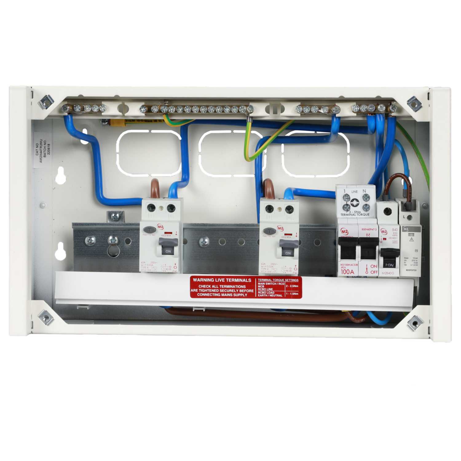 M2 2+4+4 Dual 80A Type A RCD High Integrity Metal Clad Consumer Unit ...