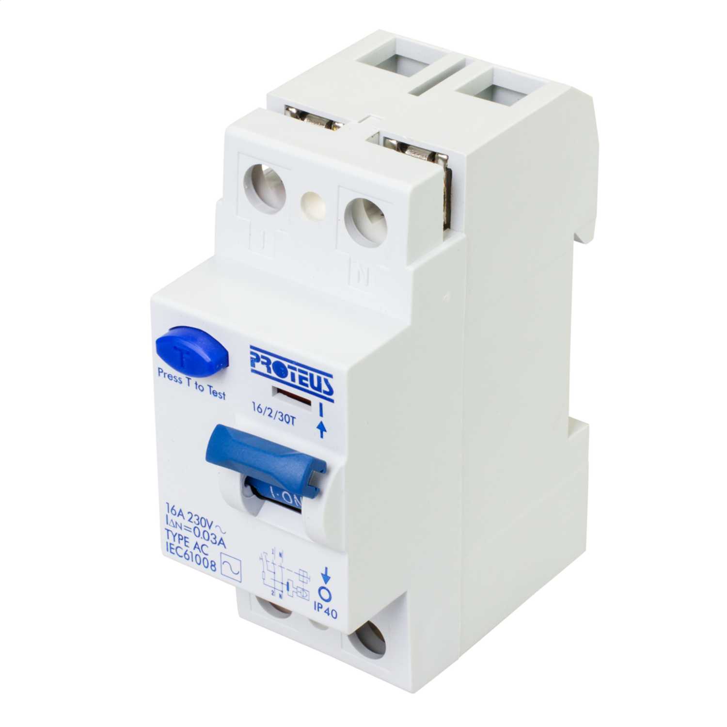 Proteus 16A 2 Pole 30mA Type AC RCD (16/2/30T) | CEF