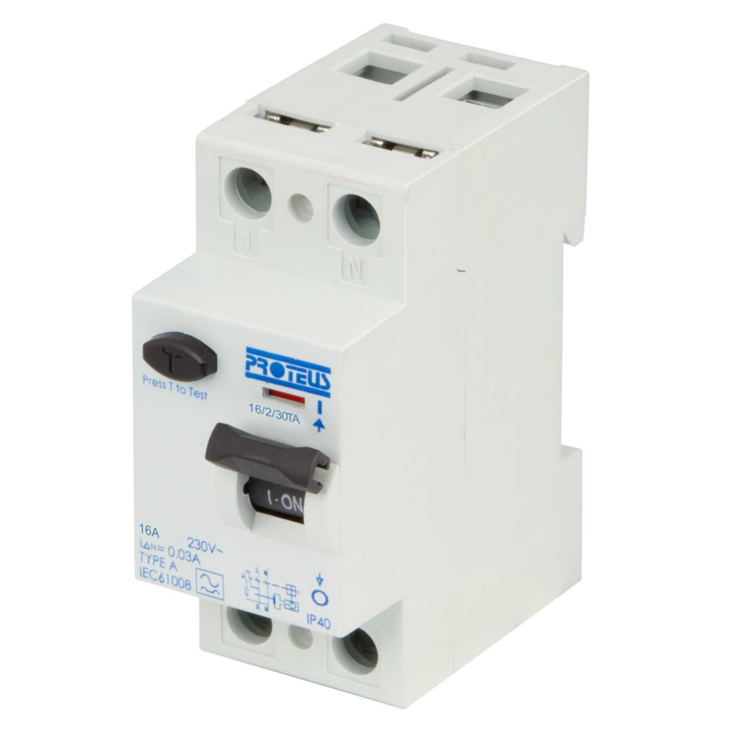 Proteus 16A 2 Pole 30mA Type A RCD (16/2/30TA) | CEF
