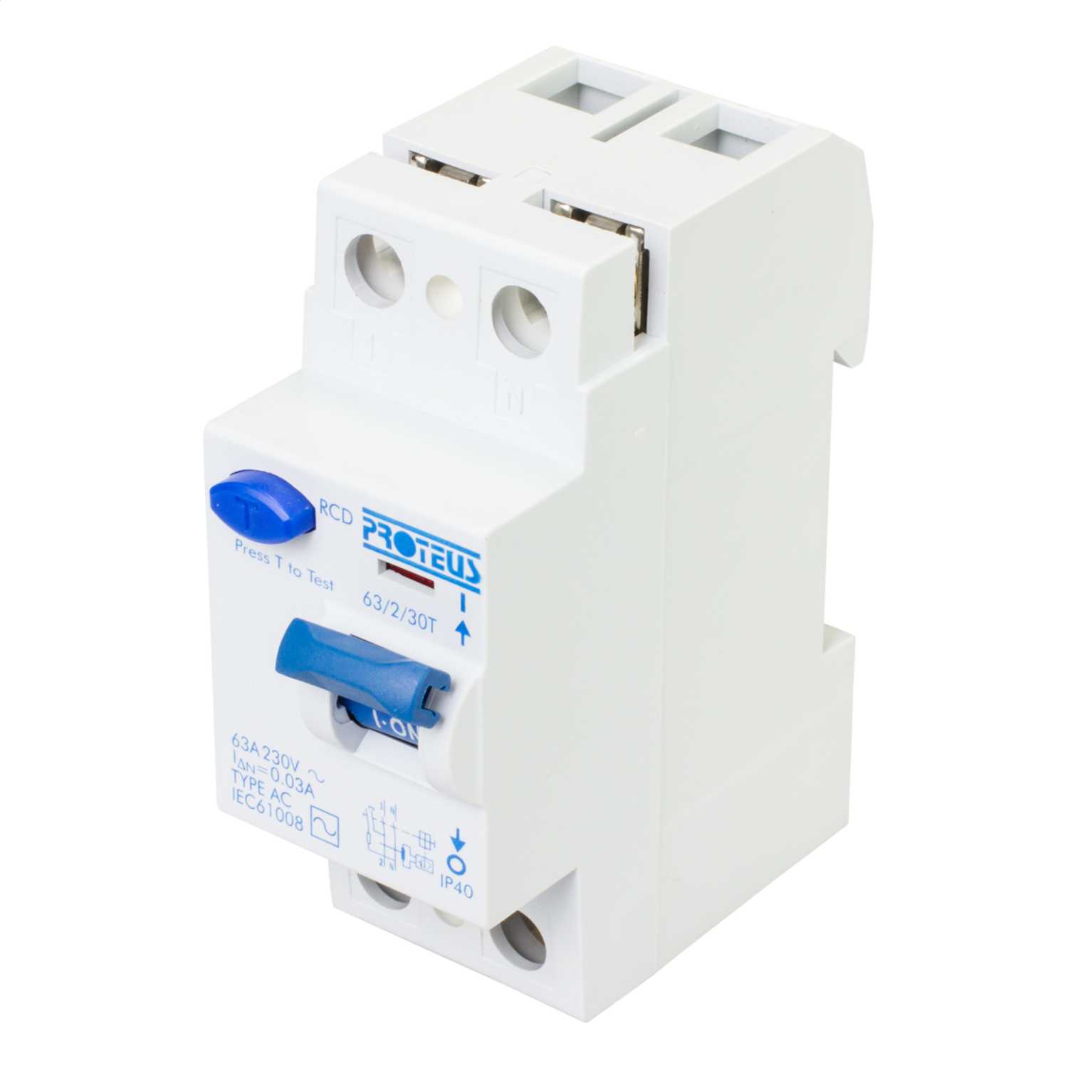 Proteus 63A 2 Pole 30mA Type AC RCD (63/2/30T) | CEF