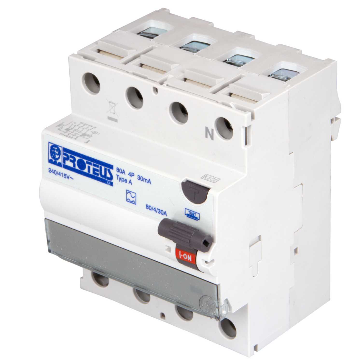 Proteus 80A 4 Pole 30 mA Type A RCD (80/4/30A) | CEF