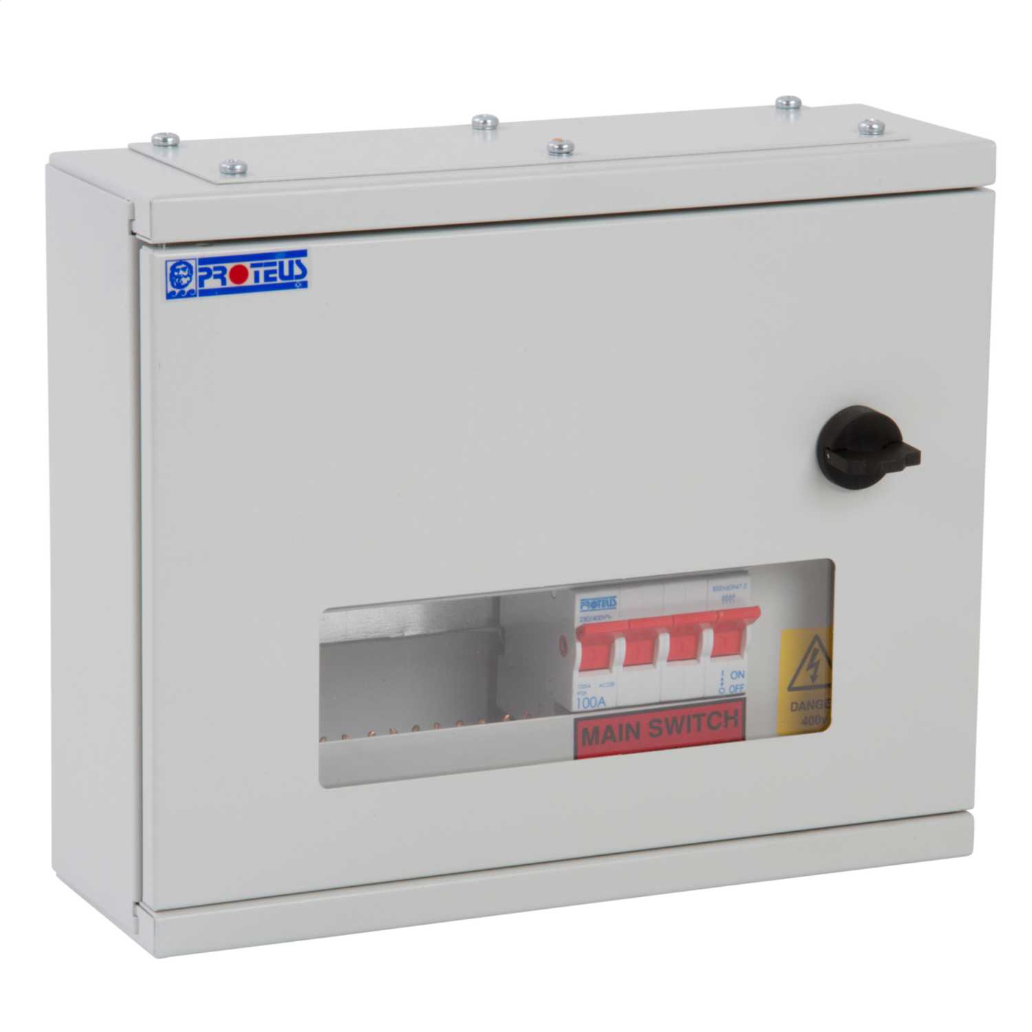 Proteus 2 Way TP+N Type A Distribution Board 100A Incomer with Clear ...