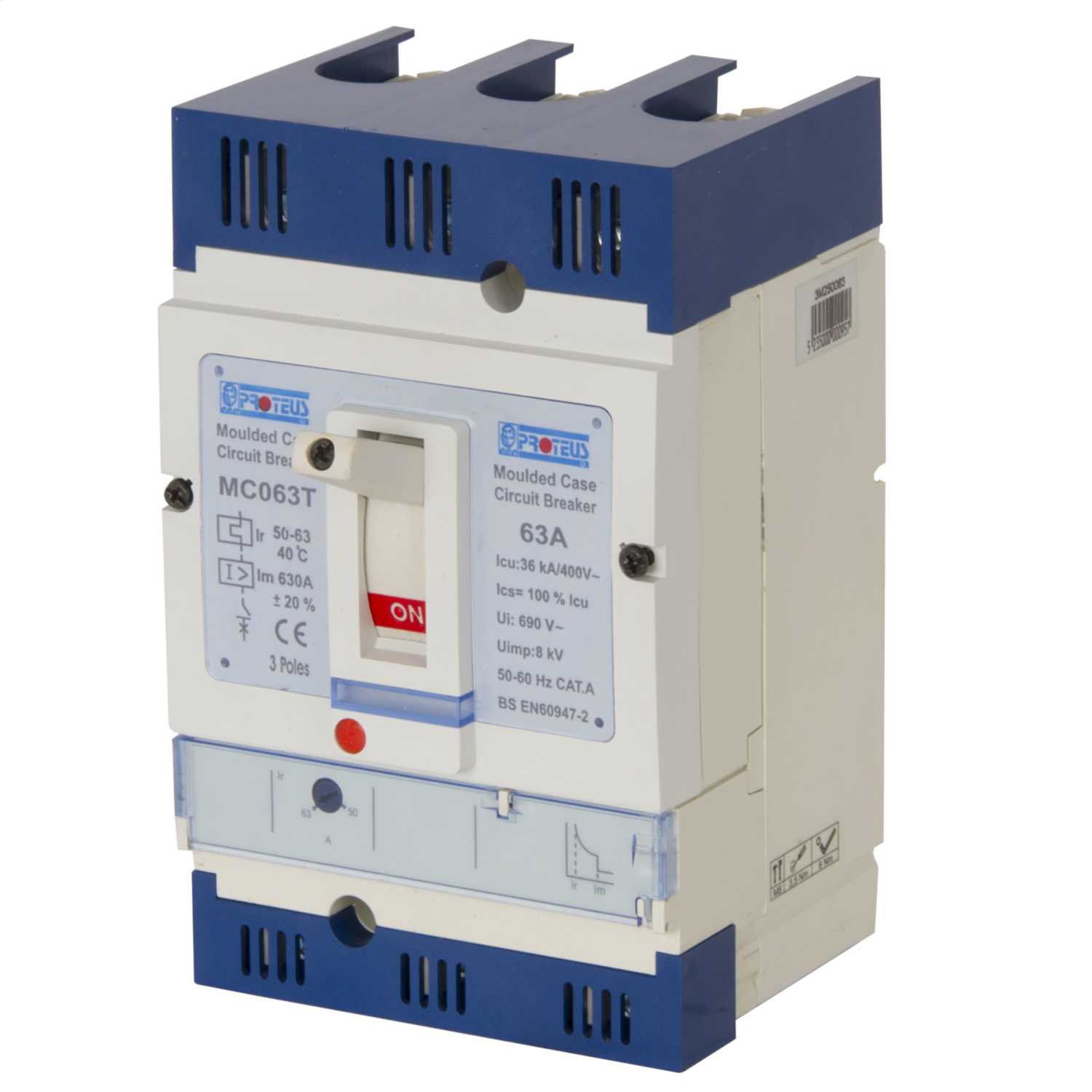 Proteus 63A Triple Pole 36kA MCCB (MC063T) | CEF