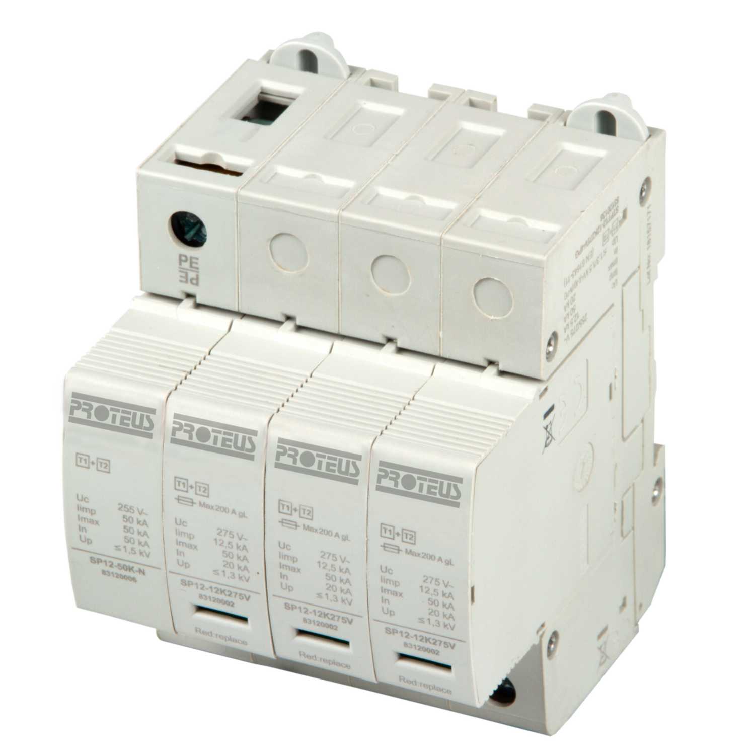 Proteus 50kA 4 Module 3 Pole and Neutral Type 1+2 Surge Protector (SPD ...
