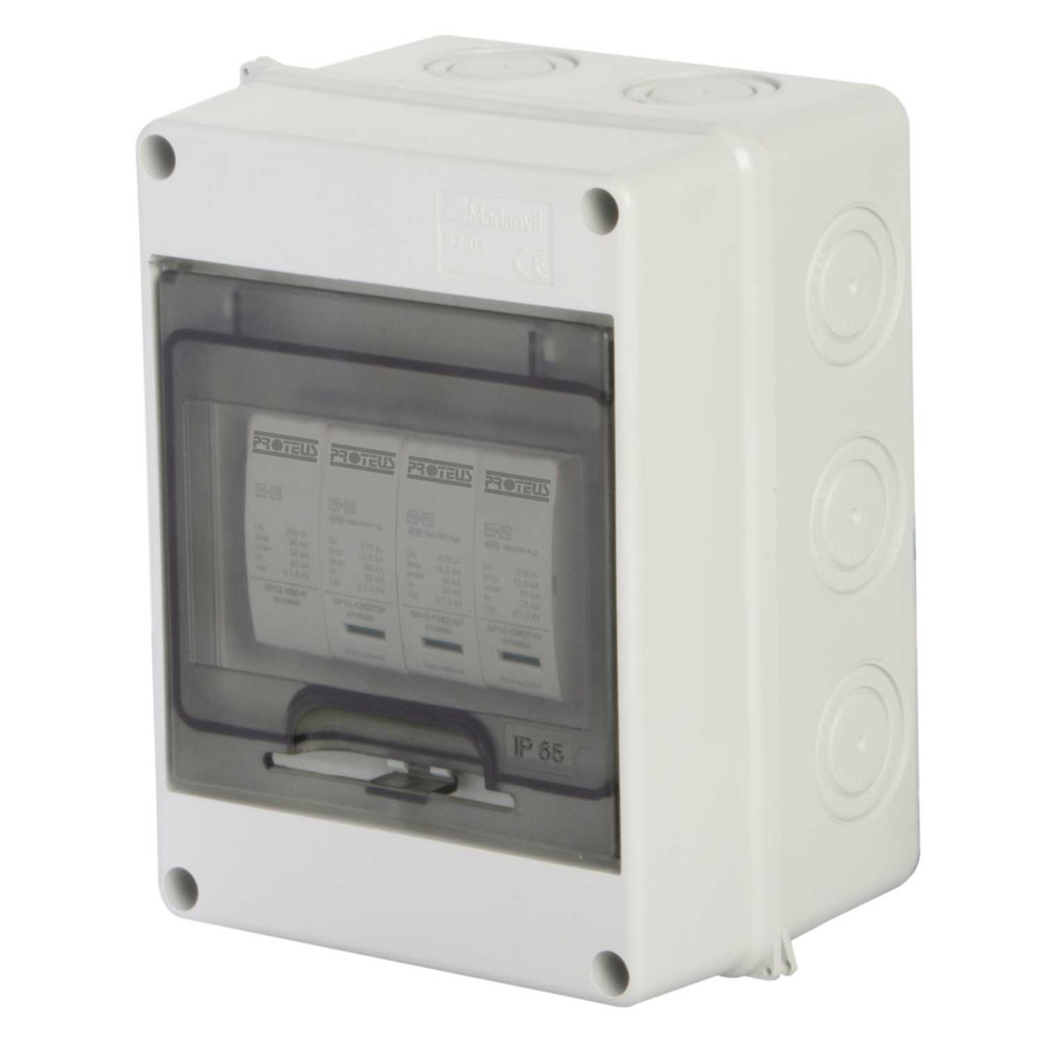 Proteus 50kA 4 Module 3 Pole and Neutral Type 1+2 Surge Protector with ...