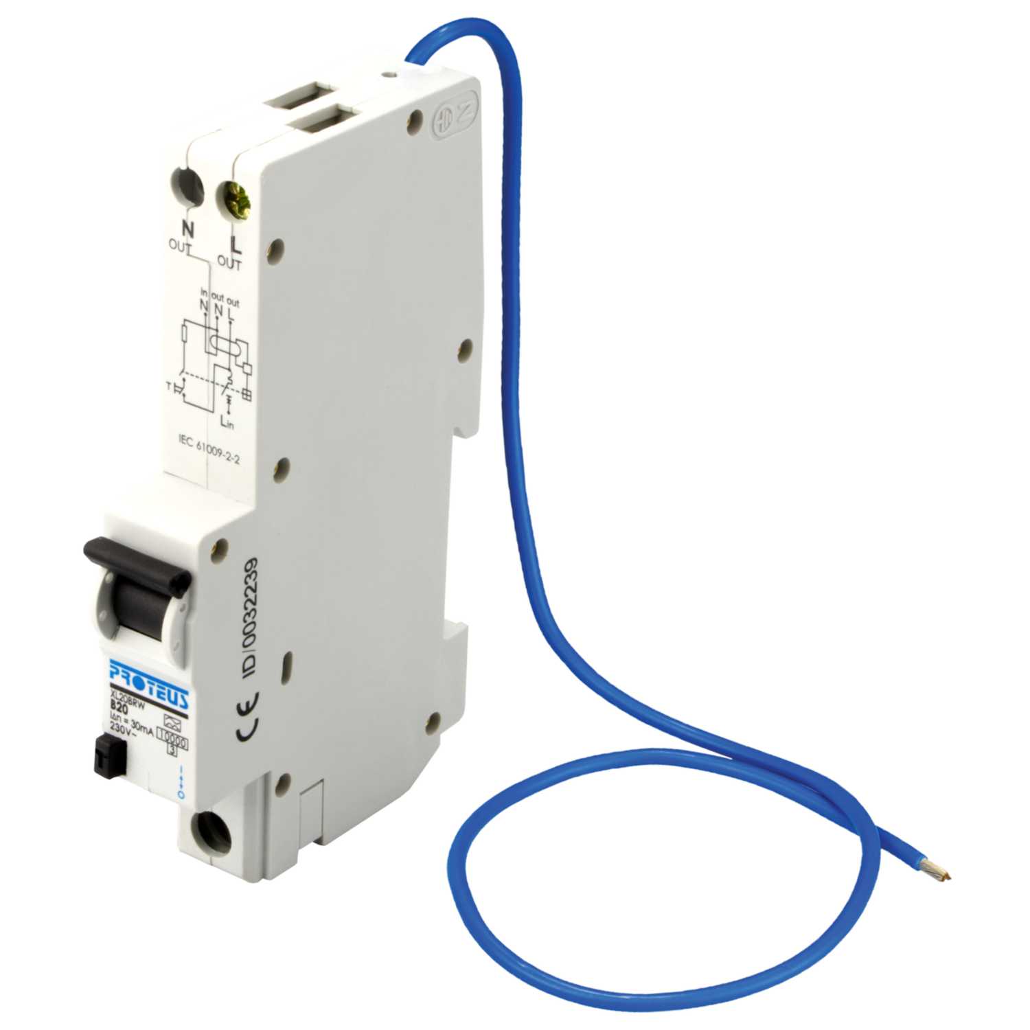 Proteus XL 20A Single Pole and Neutral 1 Module B Curve 10kA 30mA Type A RCBO (XL20BR) | CEF