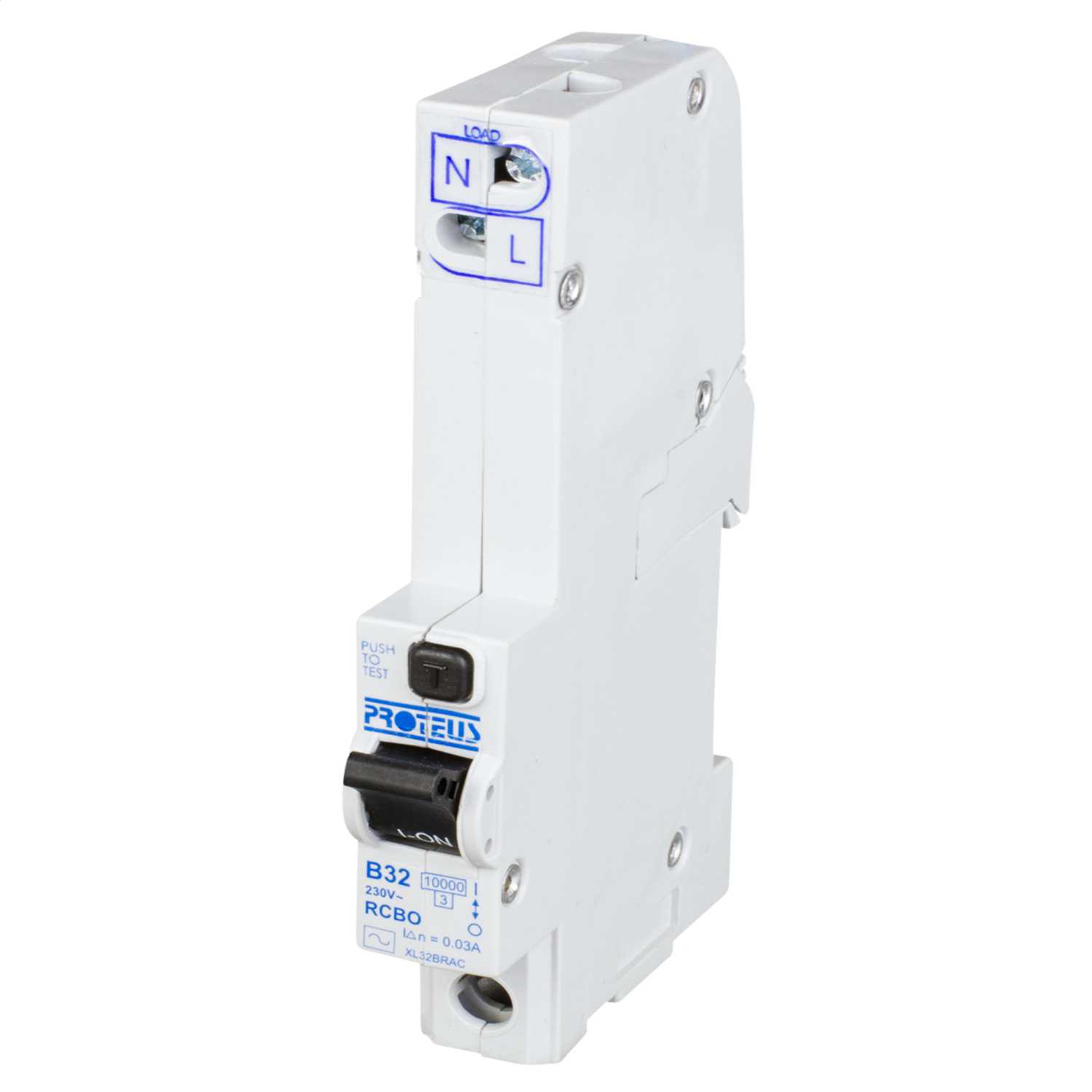 Proteus XL 32A Single Pole and Neutral 1 Module B Curve 10kA 30mA Type A RCBO (XL32BR) | CEF