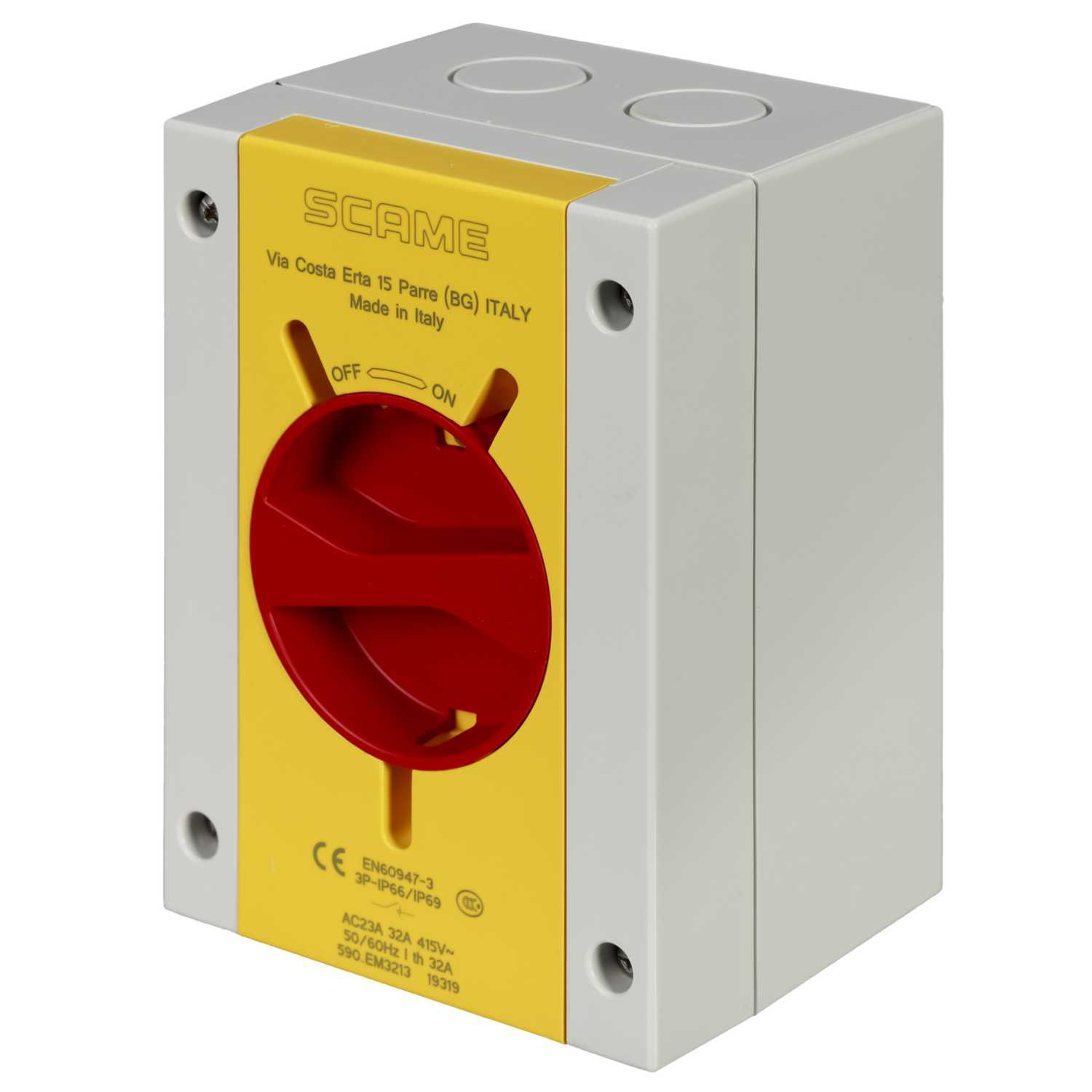 Scame 32A 3 Pole Rotary Isolator Switch IP65 (590.EM3213) | CEF