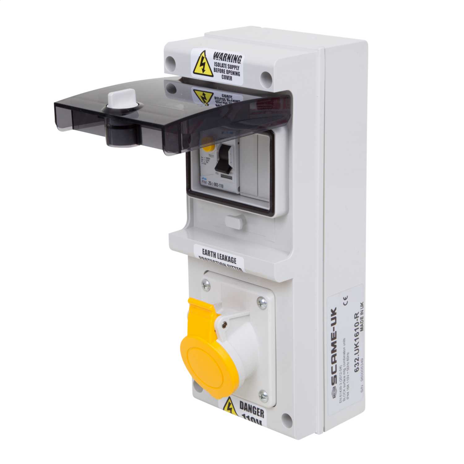 Scame COMBI-UNIT 16A 2P+E 110V Unswitched Socket with 25A RCD IP44 (632 ...