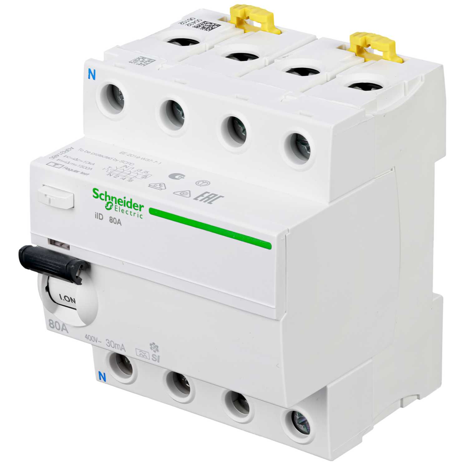 Schneider Acti9 80A 4 Pole 30mA Type A Instantaneous Time Delay DC ...