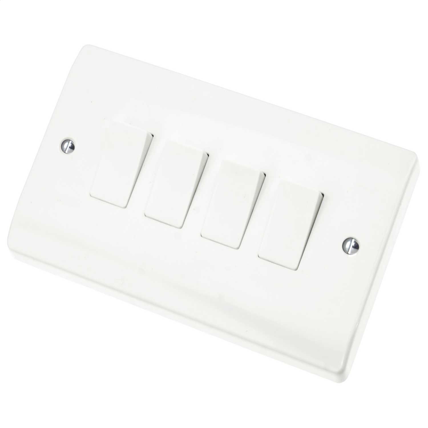 Scolmore Click Curva 10A 4 Gang 2 Way Light Switch White (CCA019) | CEF