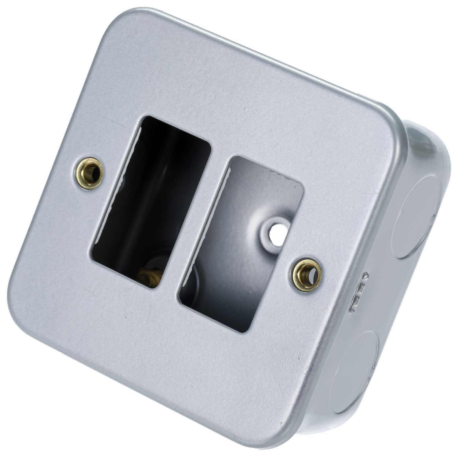 Scolmore Click Gridpro 2 Gang Front Plate with Surface Box Metal Clad ...