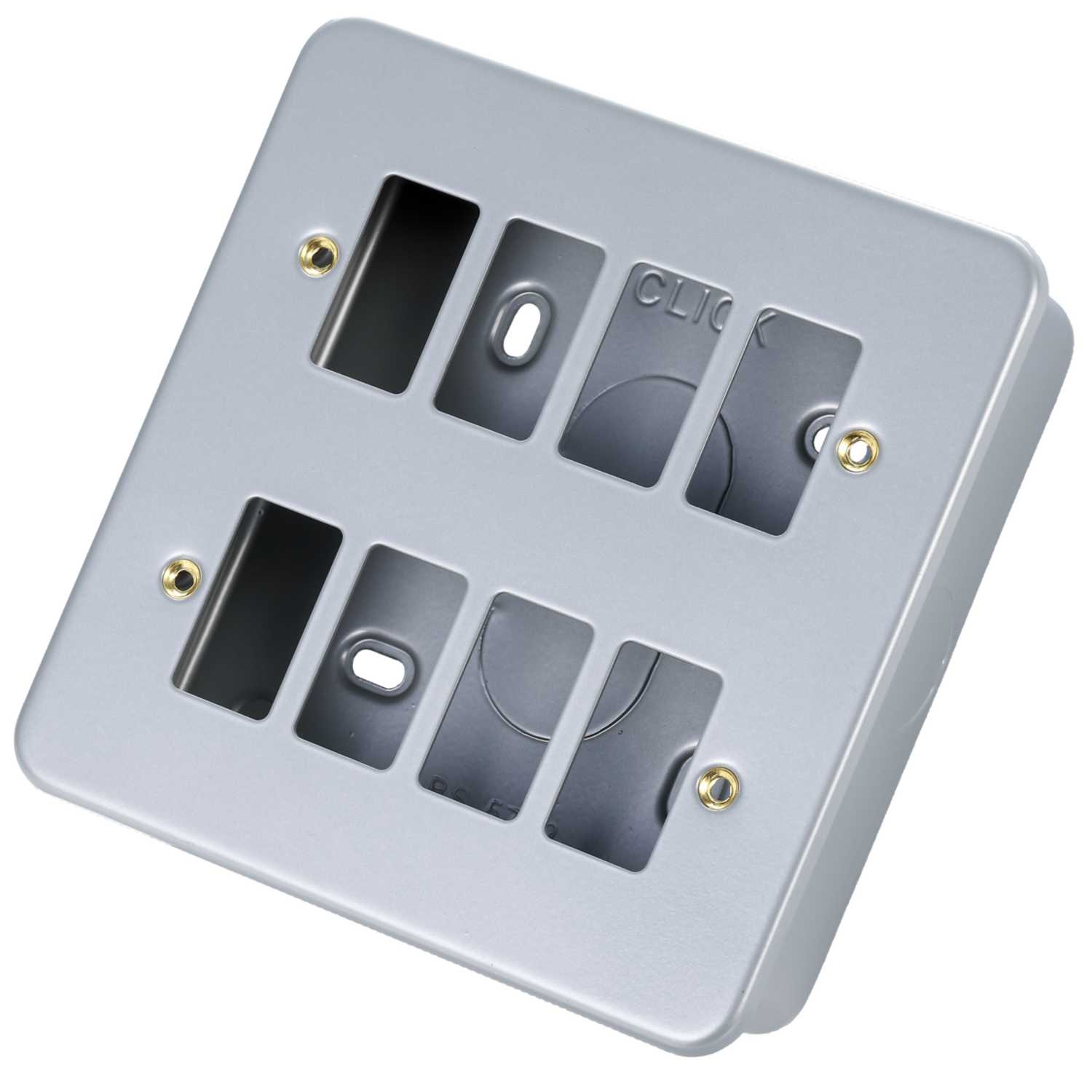 Scolmore Click Gridpro 8 Gang Front Plate with Surface Box Metal Clad ...