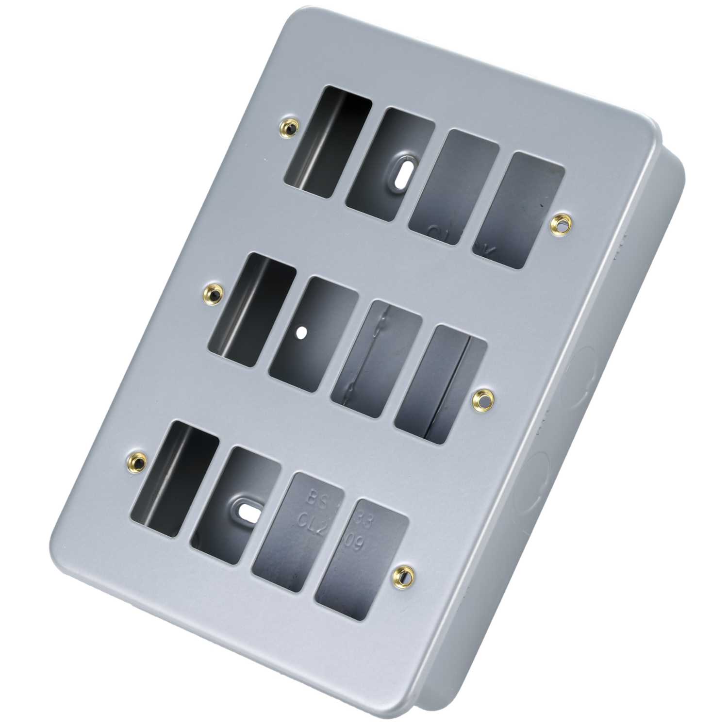 Scolmore Click Gridpro 12 Gang Front Plate with Surface Box Metal Clad ...