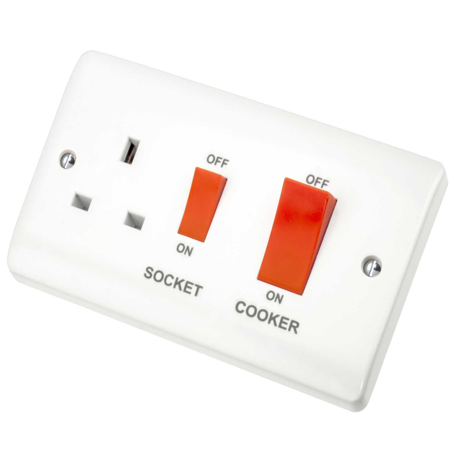 Scolmore Click Mode 45A DP Cooker Control Unit with Red Rocker White ...