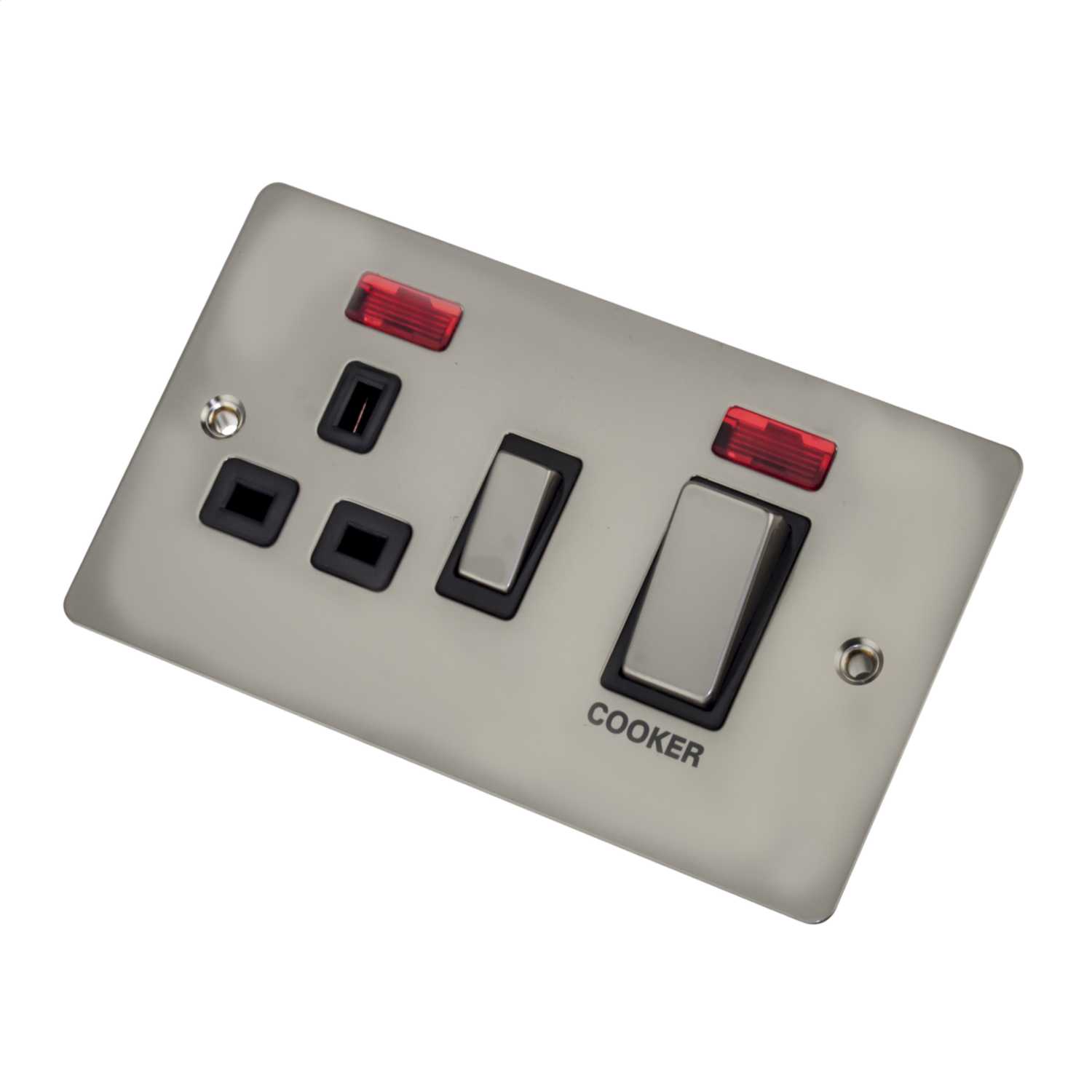 Scolmore Click Define 45A Cooker Control Unit with Neon Black Insert Pearl Nickel (FPPN505BK) | CEF