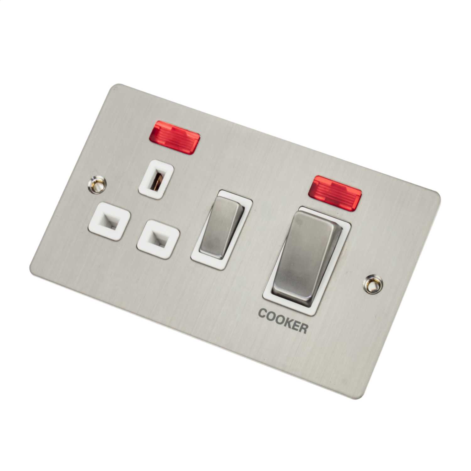 Scolmore Click Define 45A Cooker Control Unit with Neon White Insert Stainless Steel (FPSS505WH ...