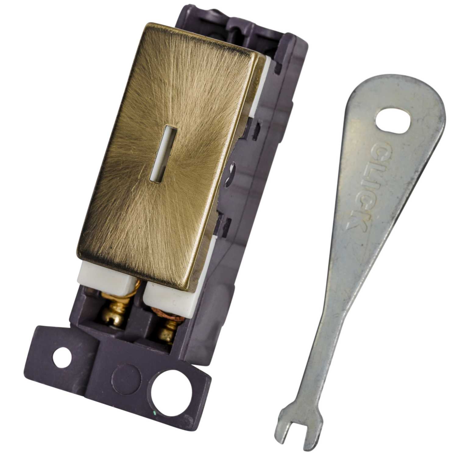 Scolmore Click Mini Grid 10A 2 Way Key Switch Module Antique Brass ...