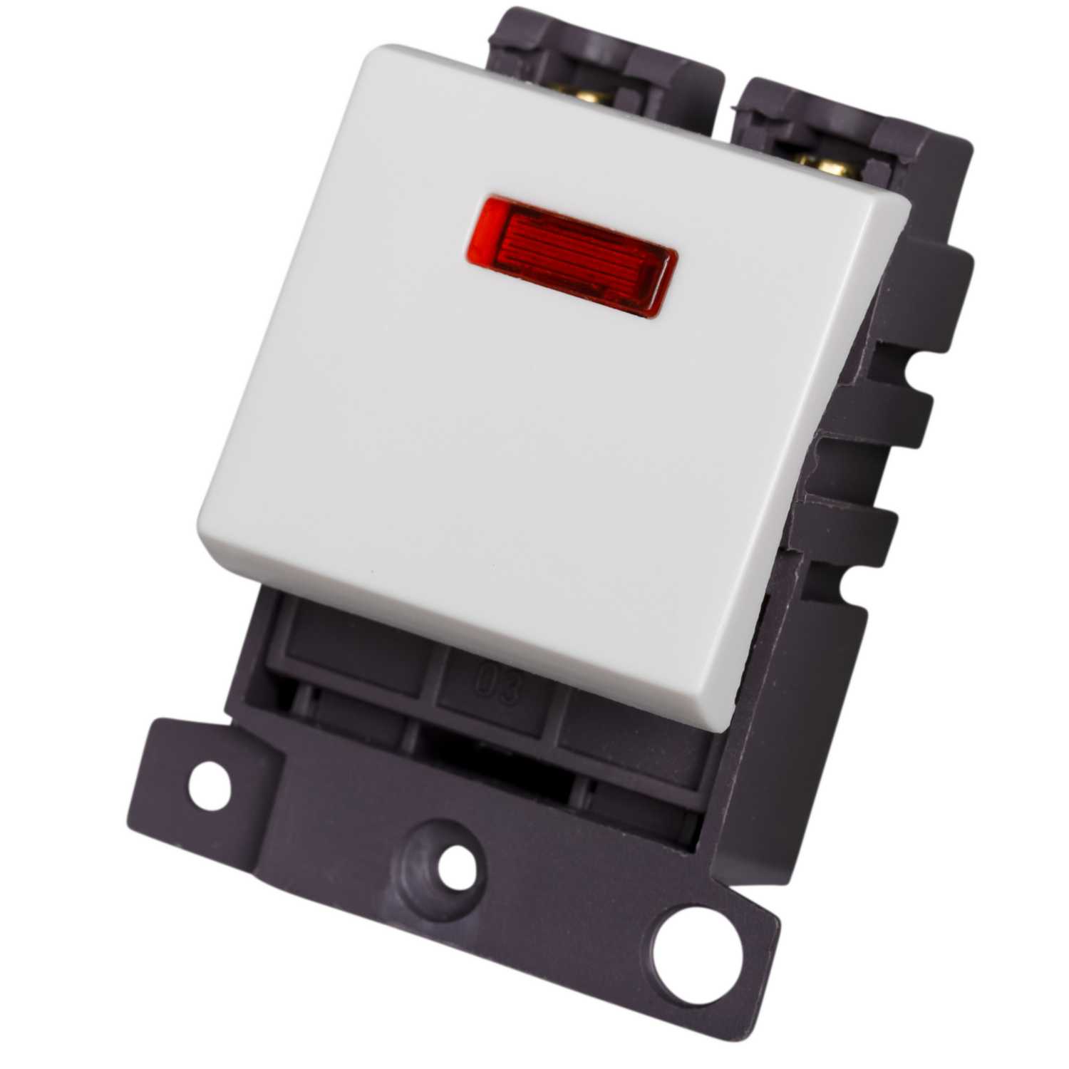 Scolmore Click Mini Grid 20A Double Pole Switch Module with Neon White ...