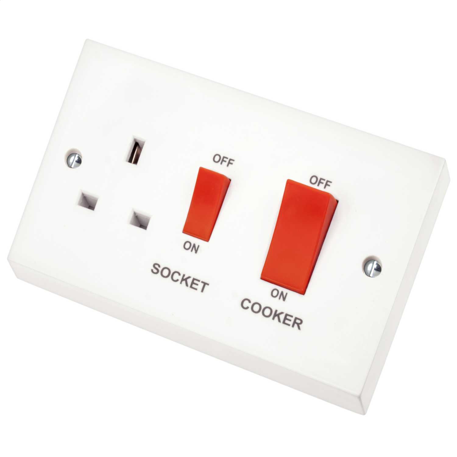 Scolmore Click Polar 45A DP Cooker Control Unit with Red Rocker White ...