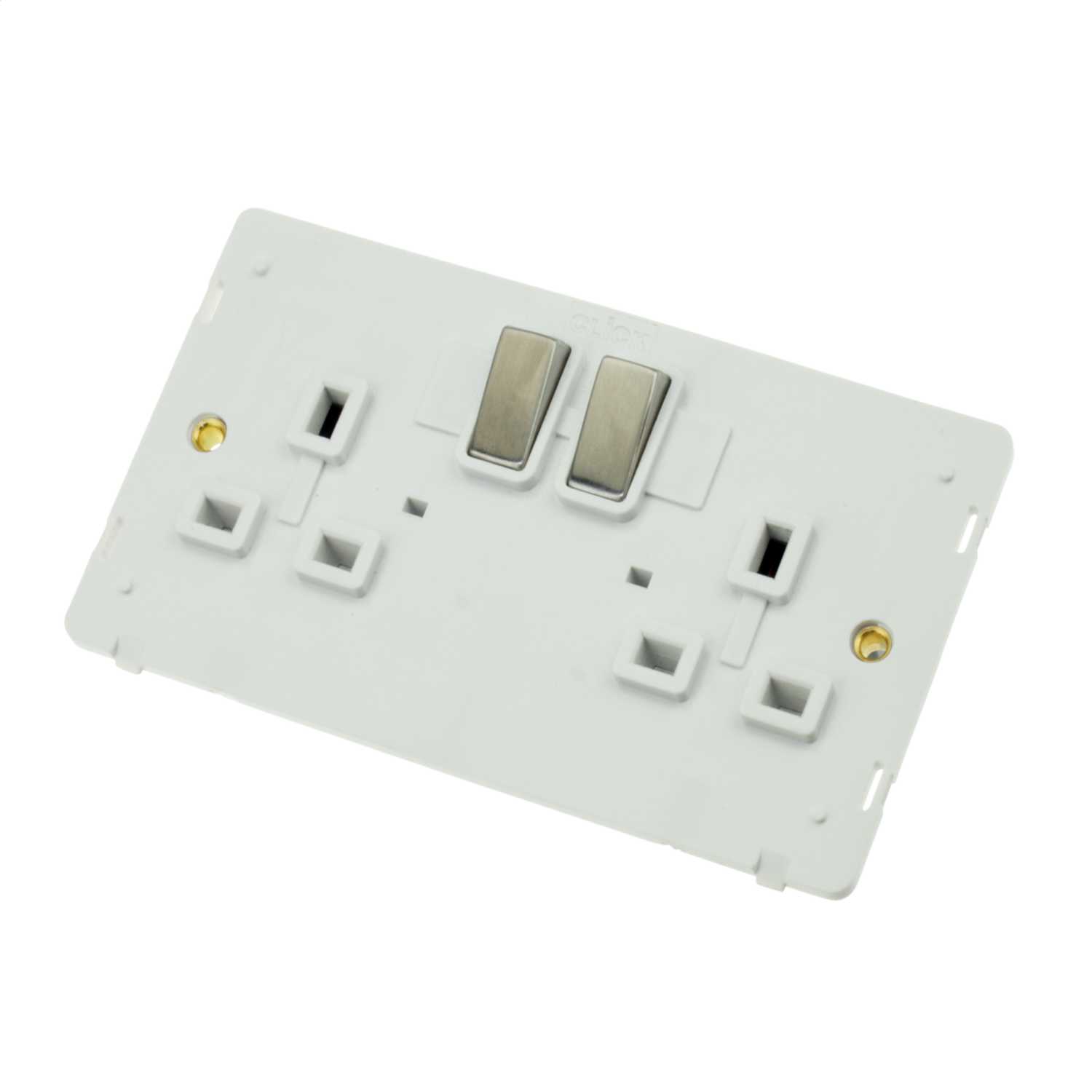 Scolmore Click Definity 13A DP 2 Gang Ingot Switched Socket White ...