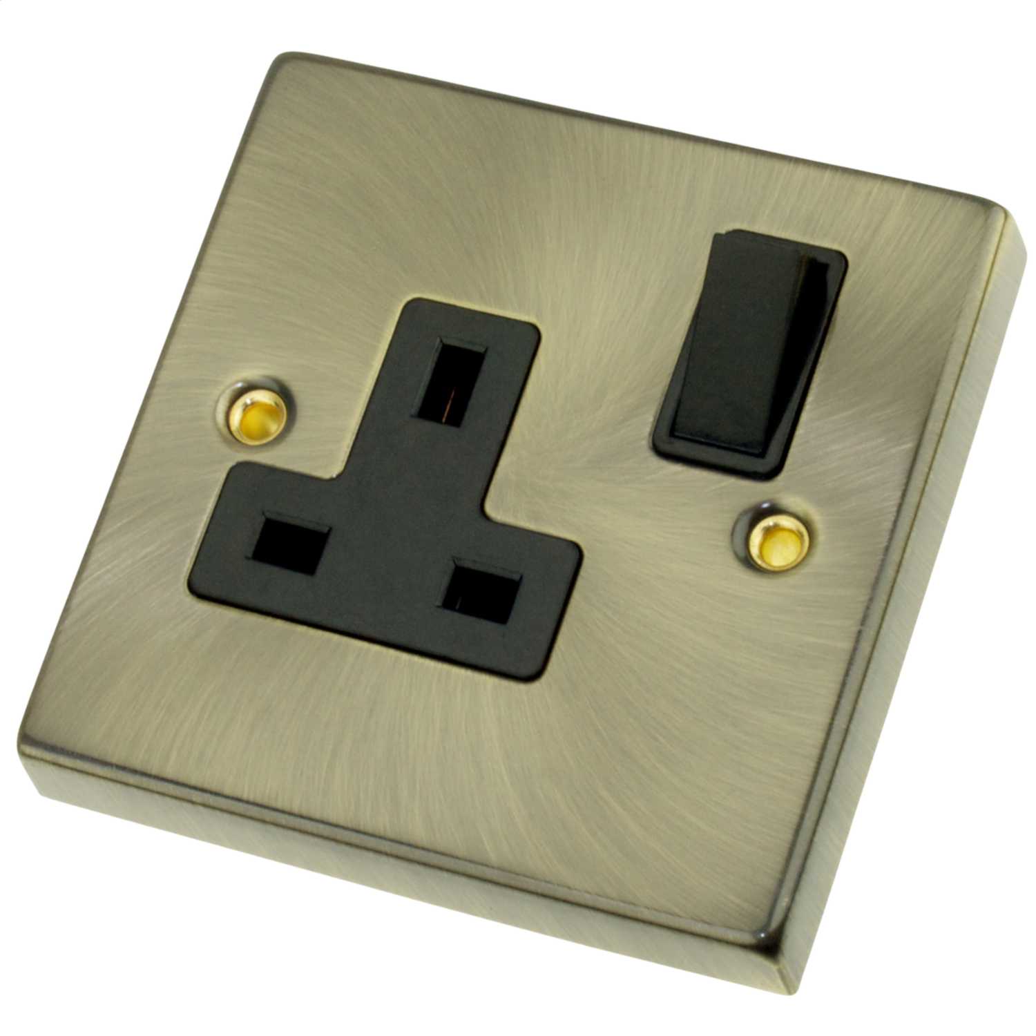 Scolmore Click Deco 13A DP 1 Gang Switched Socket Black Insert Antique ...