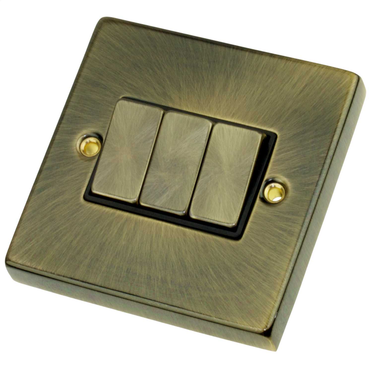 Scolmore Click Deco 10A 3 Gang 2 Way Switch Metal / Black Insert ...
