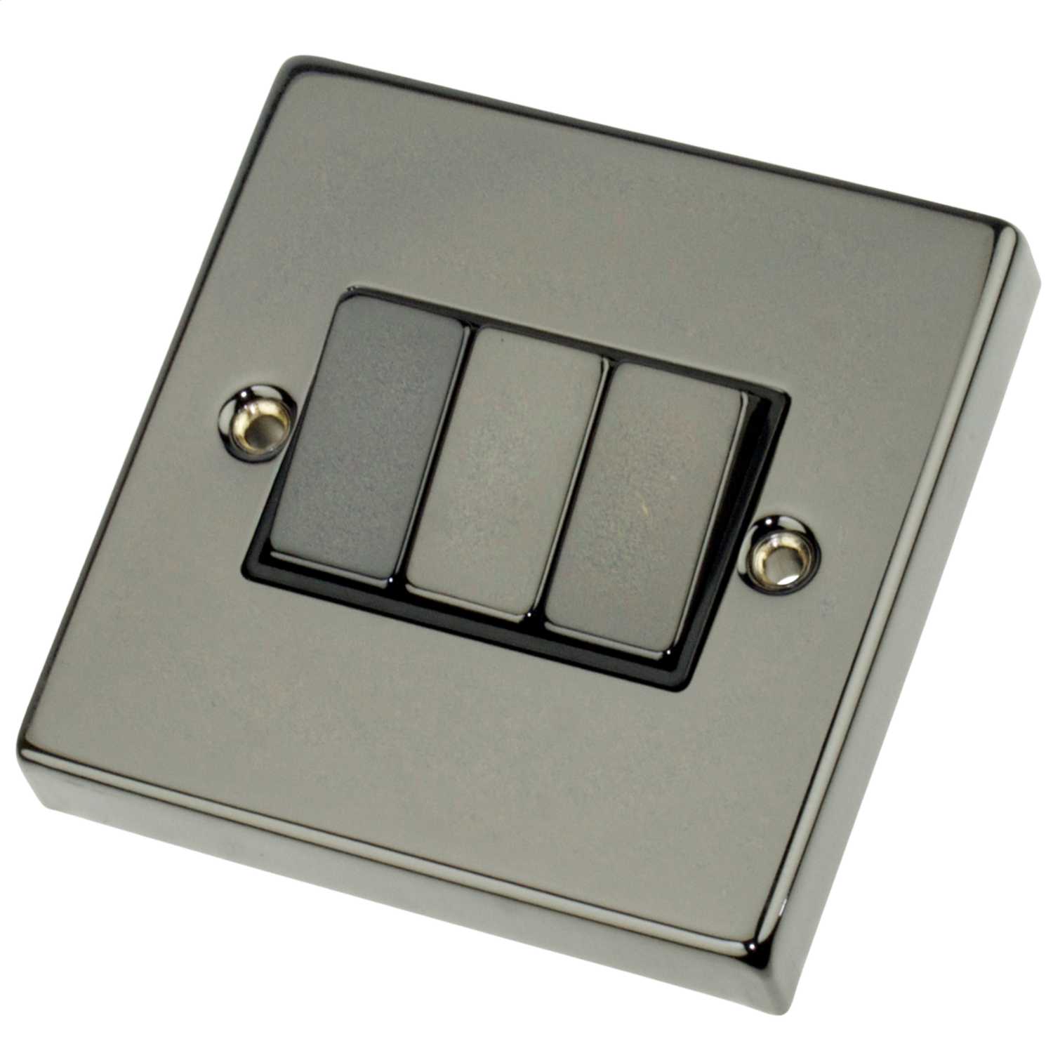 Scolmore Click Deco 10A 3 Gang 2 Way Switch Metal / Black Insert Black ...