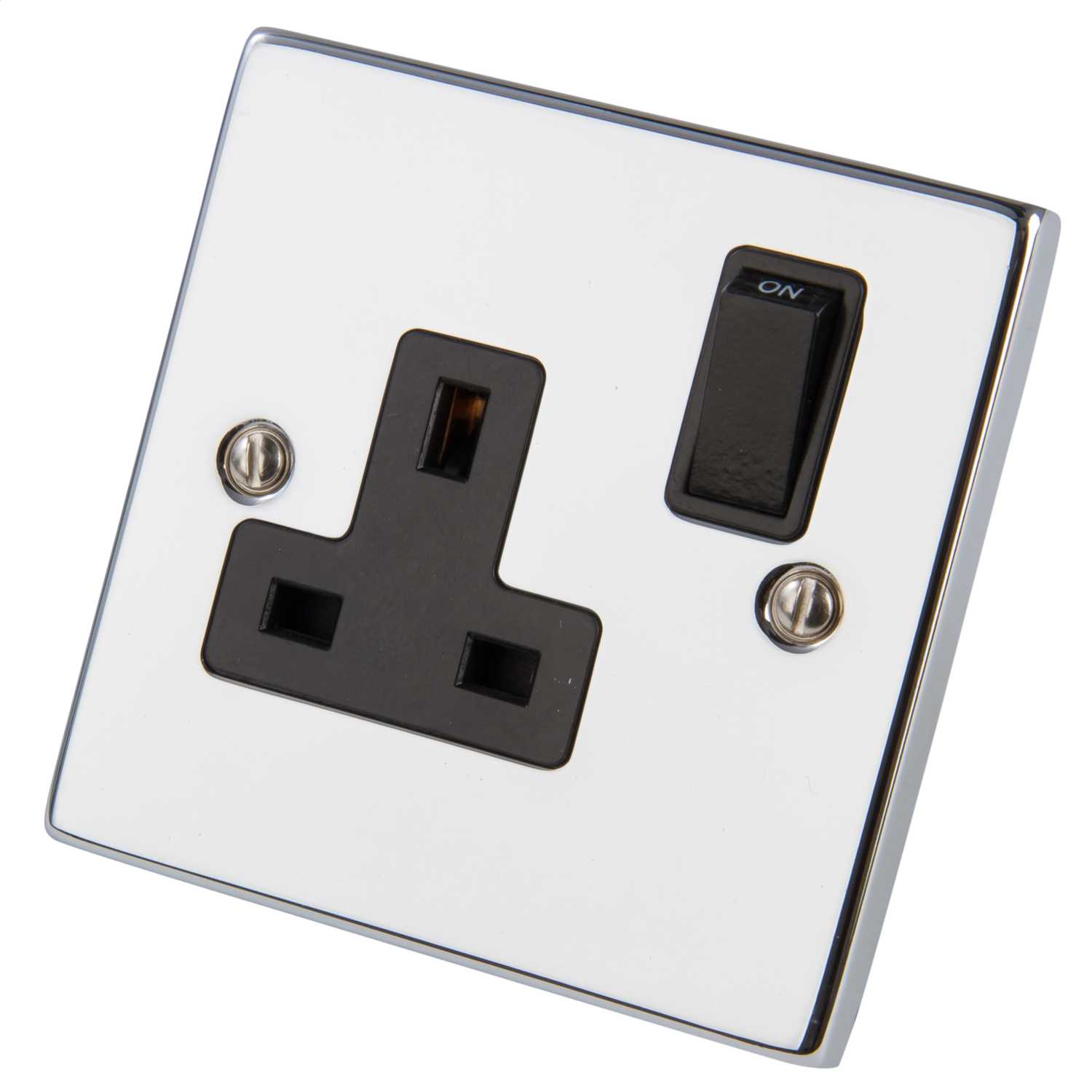 Scolmore Click Deco 13A DP 1 Gang Switched Socket Black Insert Polished ...