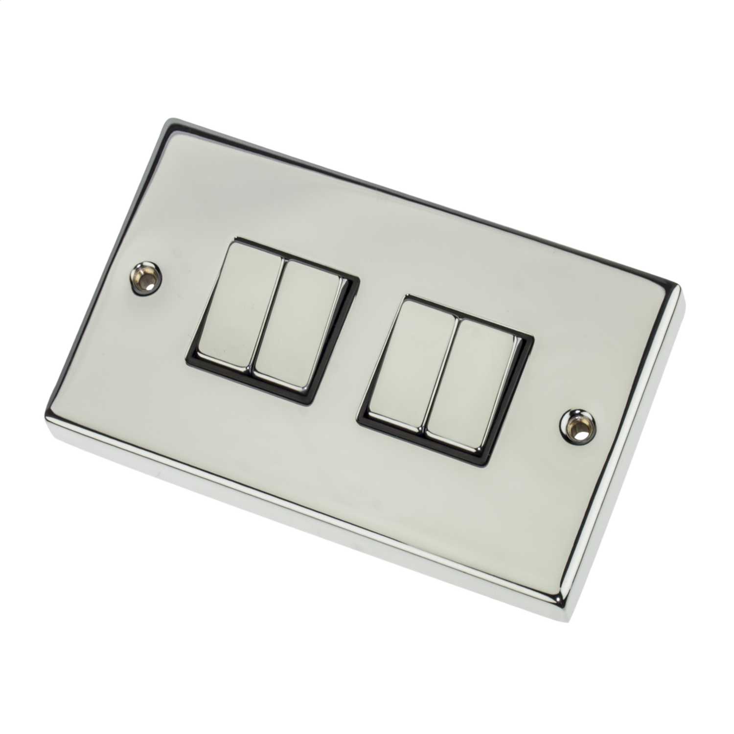 Scolmore Click Deco 10A 4 Gang 2 Way Switch Metal / Black Insert ...