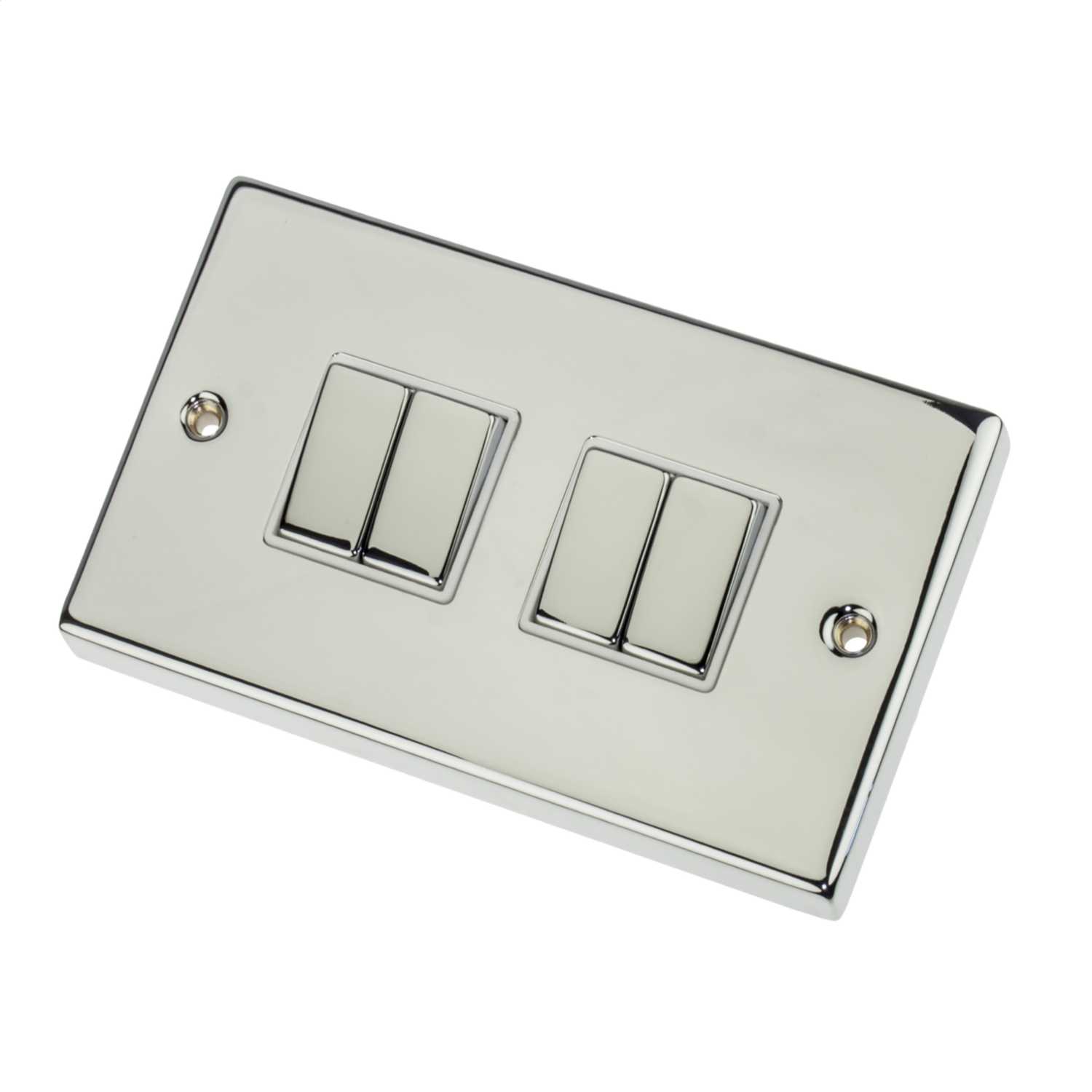 Scolmore Click Deco 10A 4 Gang 2 Way Switch Metal / White Insert ...