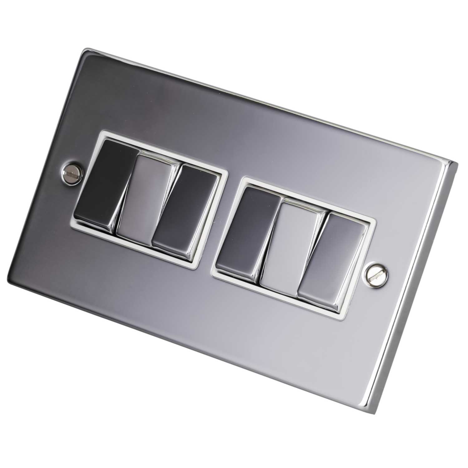 Scolmore Click Deco 10A 6 Gang 2 Way Light Switch Metal / White Insert ...