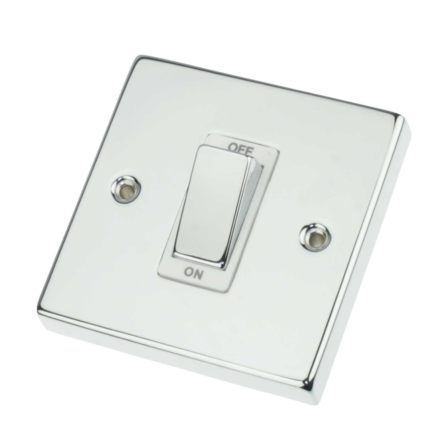 Scolmore Click Deco 45A DP 1 Gang Switch Metal / White Insert Polished ...