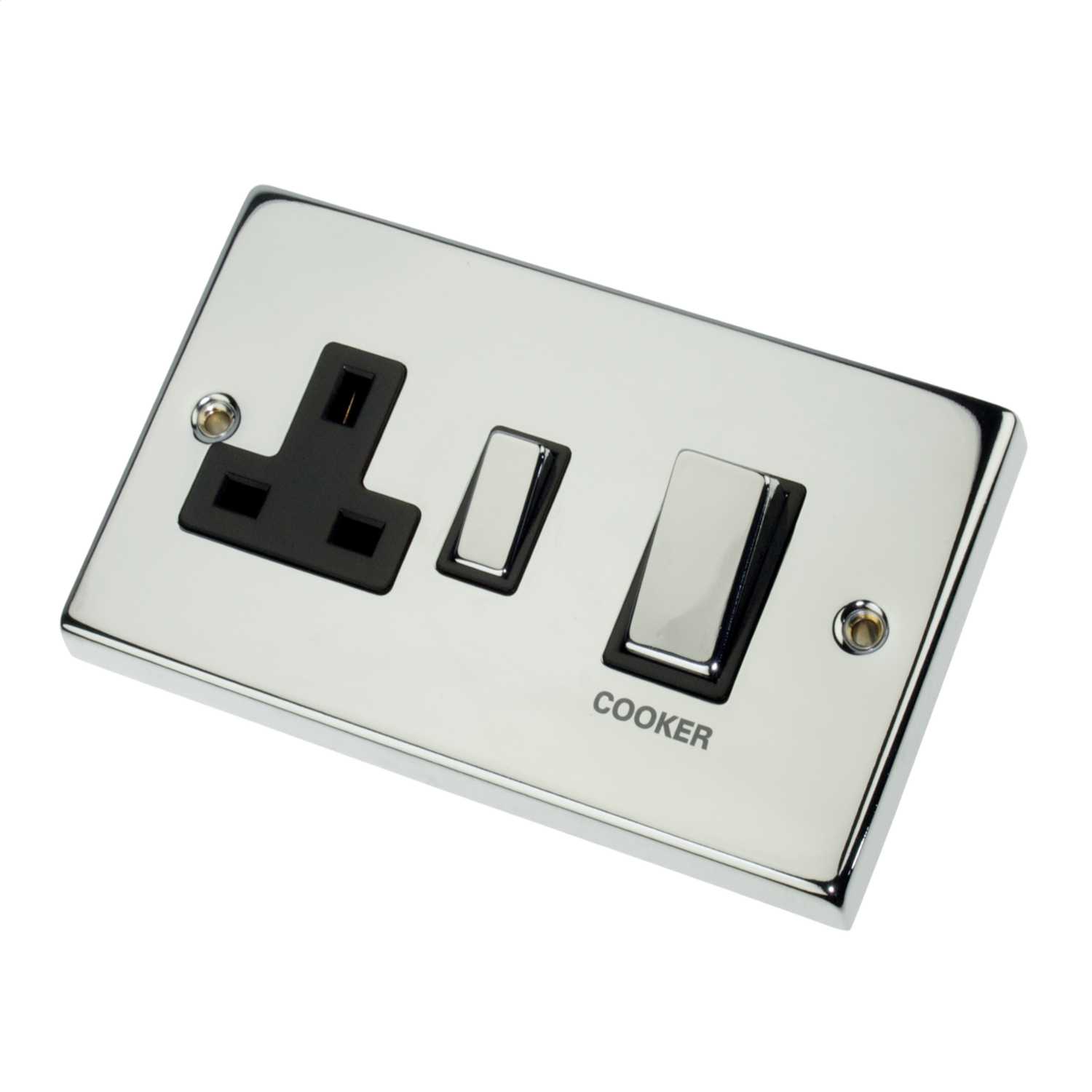 Scolmore Click Deco 45A Cooker Control Unit Metal / Black Insert ...