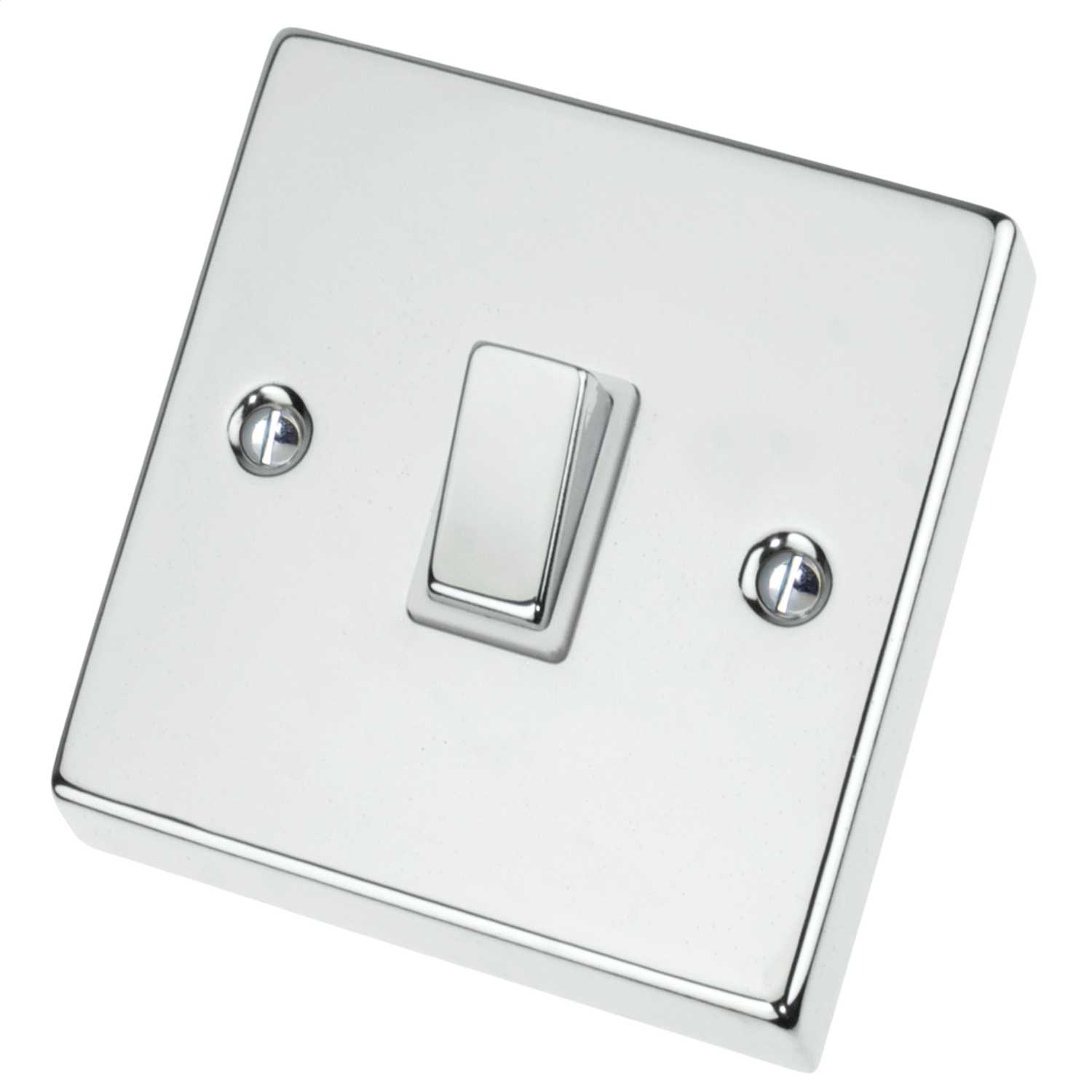 Scolmore Click Deco 20A DP Switch Metal / White Insert Polished Chrome ...