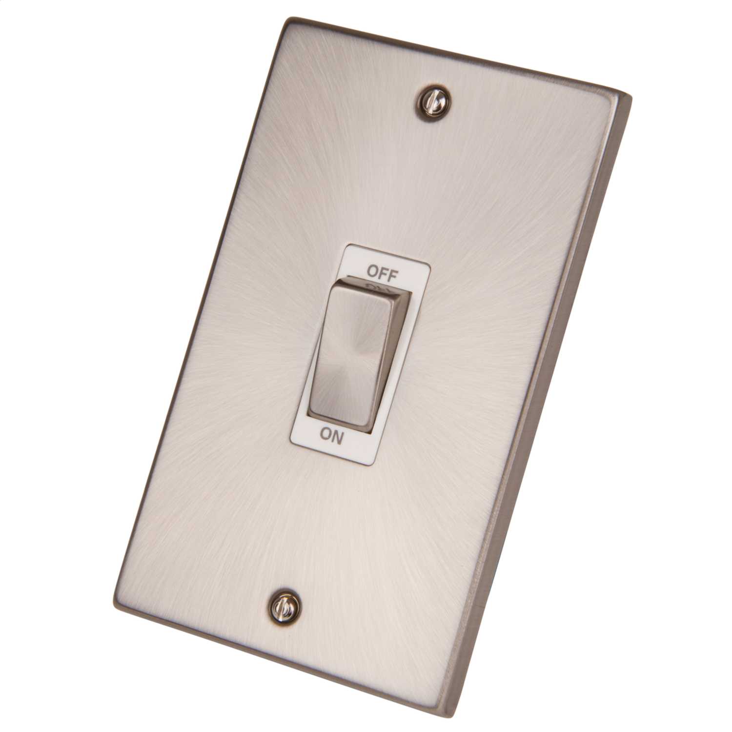 Scolmore Click Deco 45A DP 2 Gang Vertical Switch Metal / White Insert ...