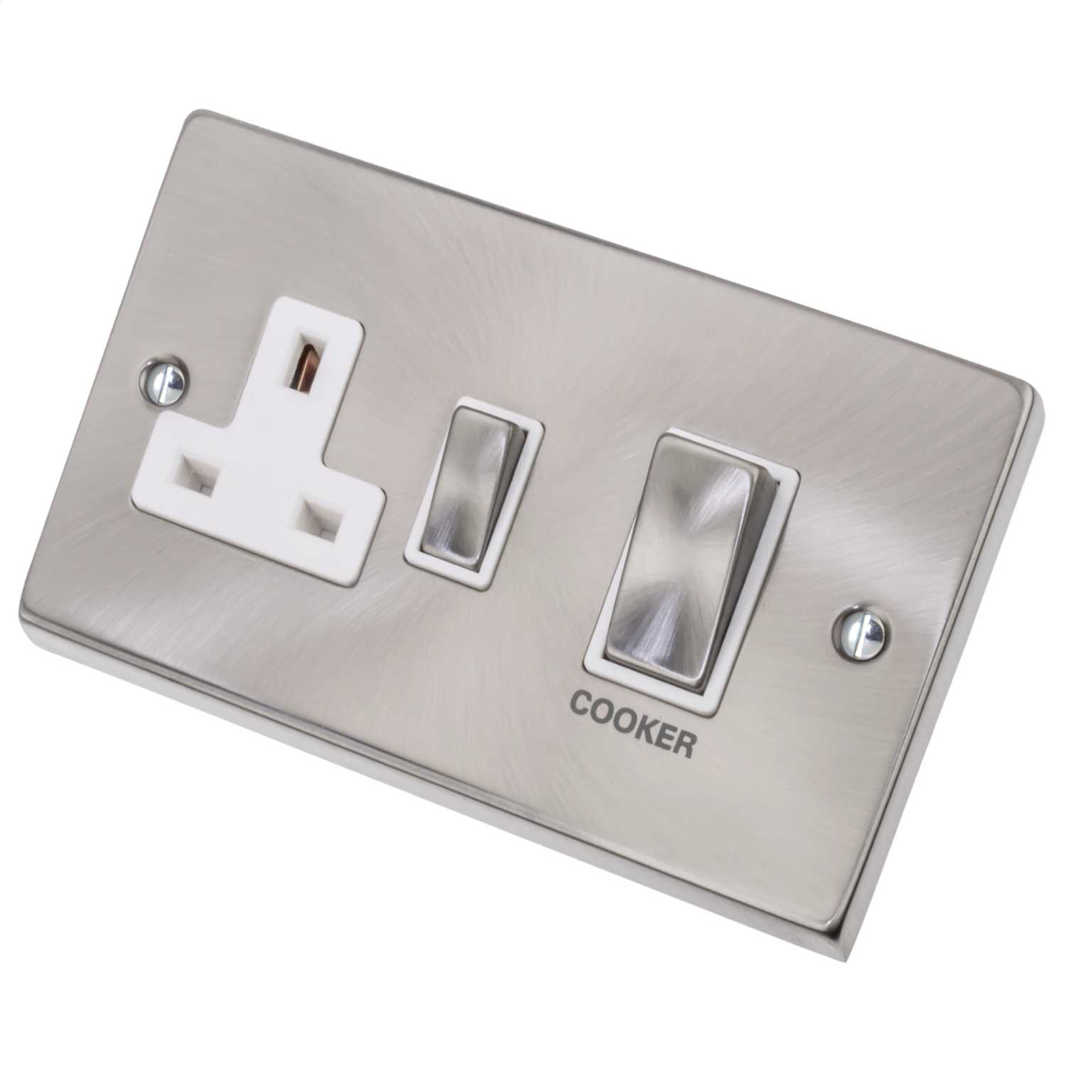 Scolmore Click Deco 45A DP Cooker Control Unit Metal / White Insert ...