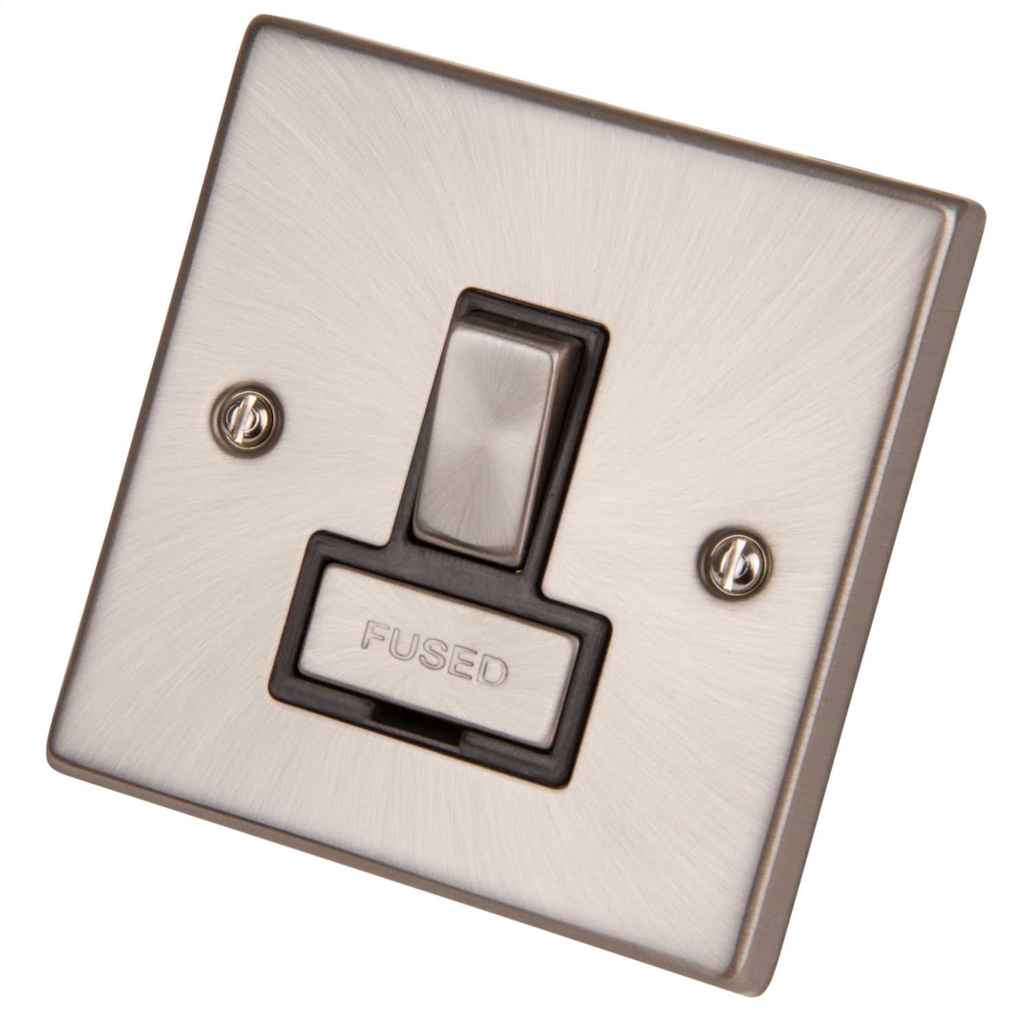 Scolmore Click Deco 13A DP Switched Fused Spur Metal / Black Insert ...