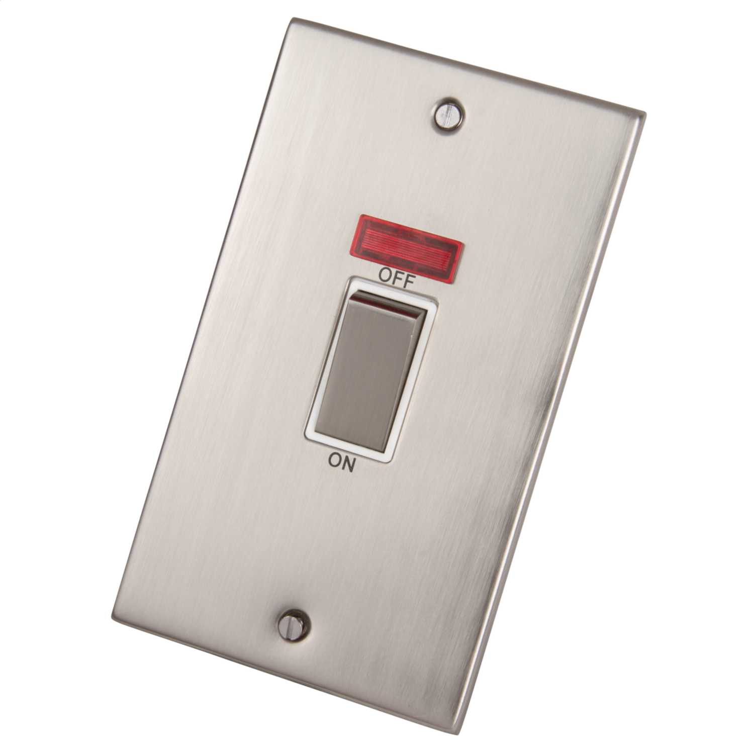 LGA Selectric 5M 45A DP 2 Gang Vertical Switch with Neon Metal / White ...