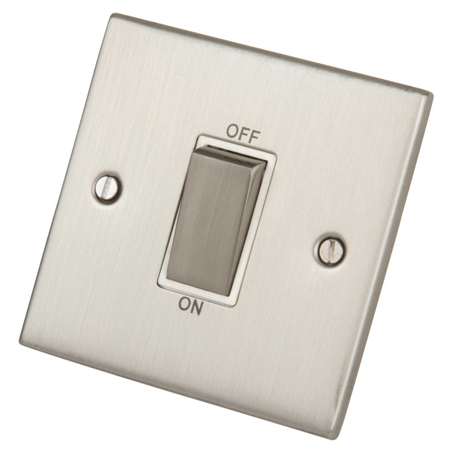 LGA Selectric 5M 45A DP 1 Gang Switch Metal / White Insert Satin Chrome ...